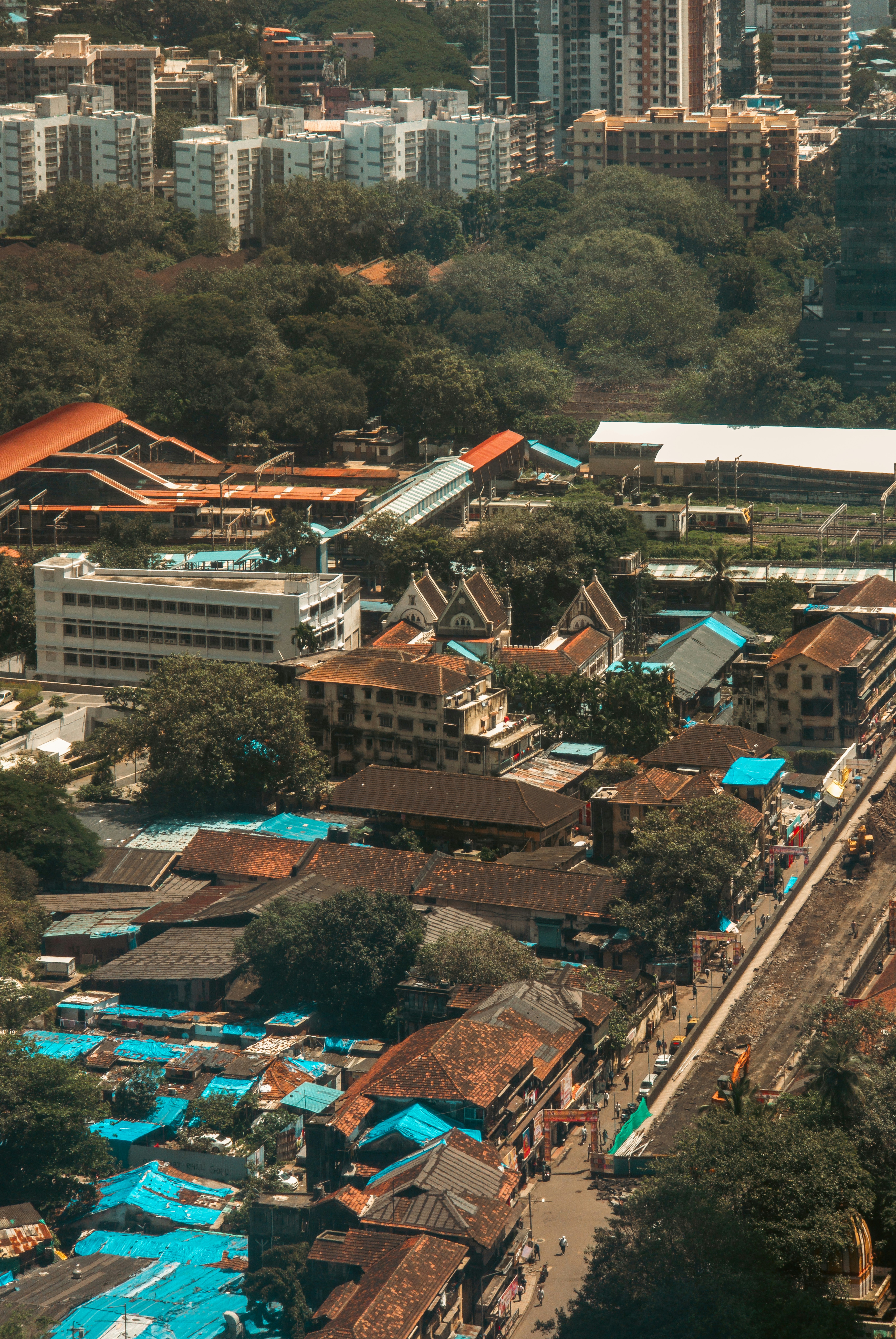 Rooftop Mosaic: A Colorscape of Urban Tiles and Terraces