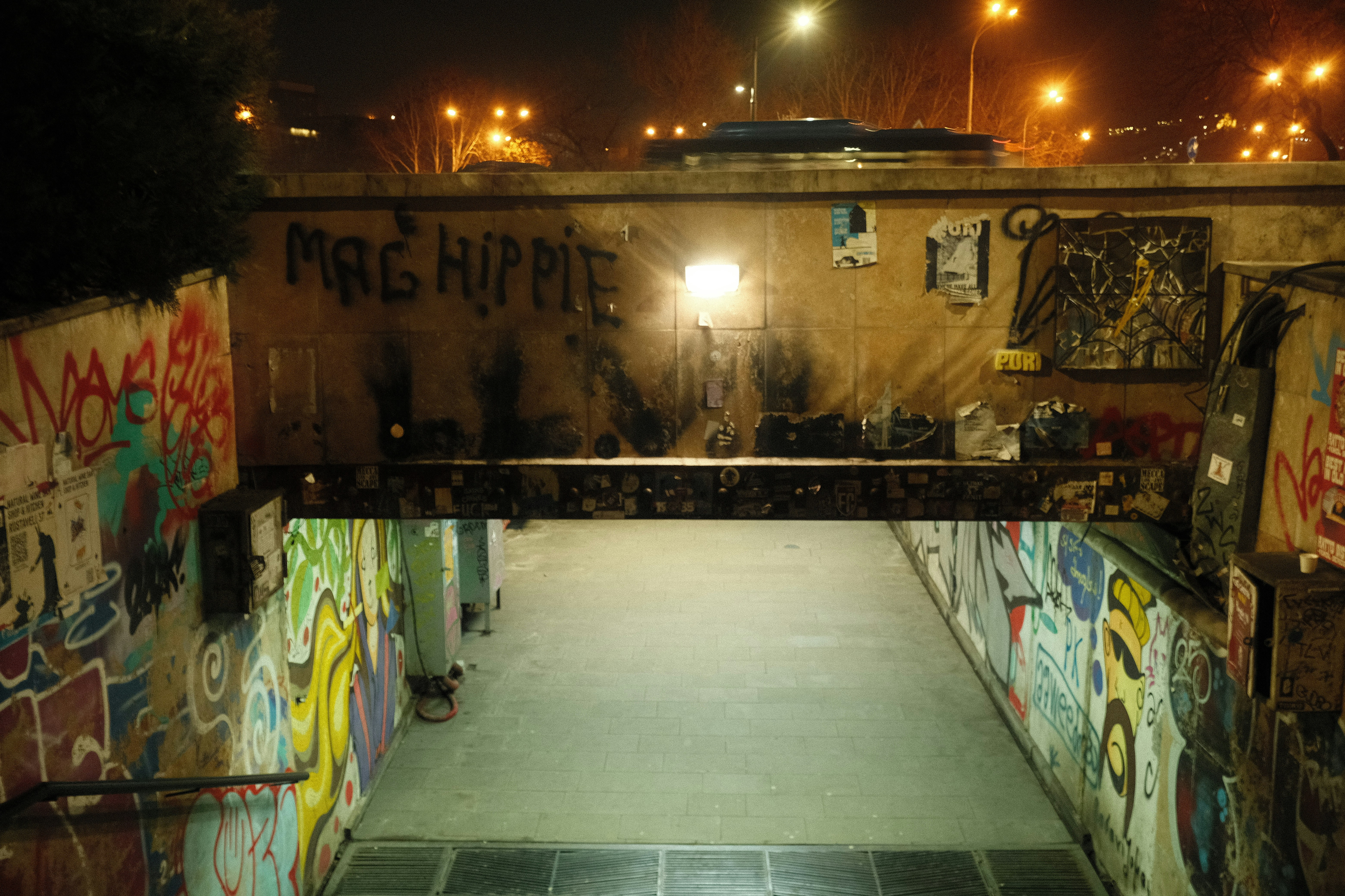Graffiti Tunnel Underpass: Neon Walls and Night Street Art