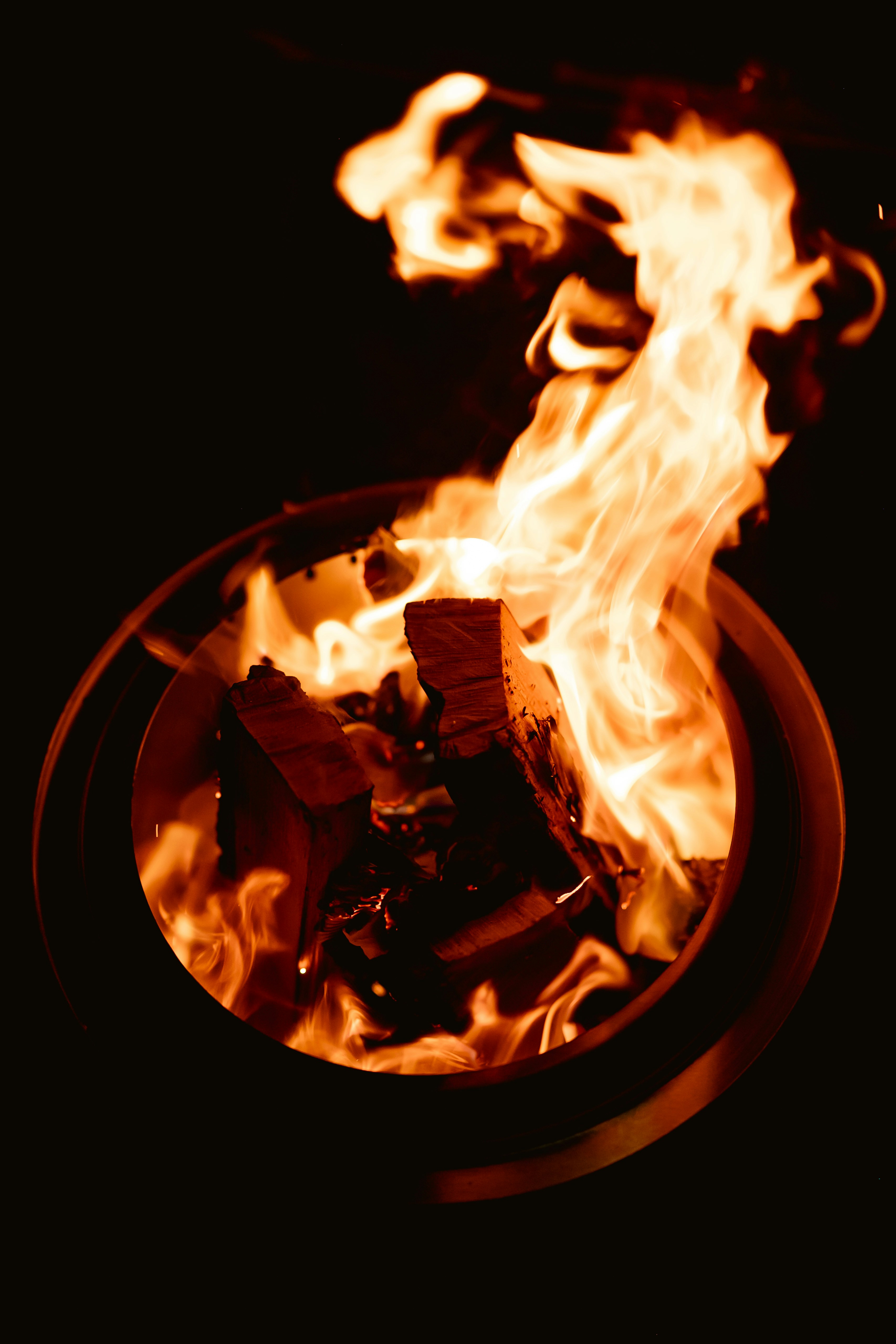 Centered Inferno: A Bowl of Coals Ignites the Night