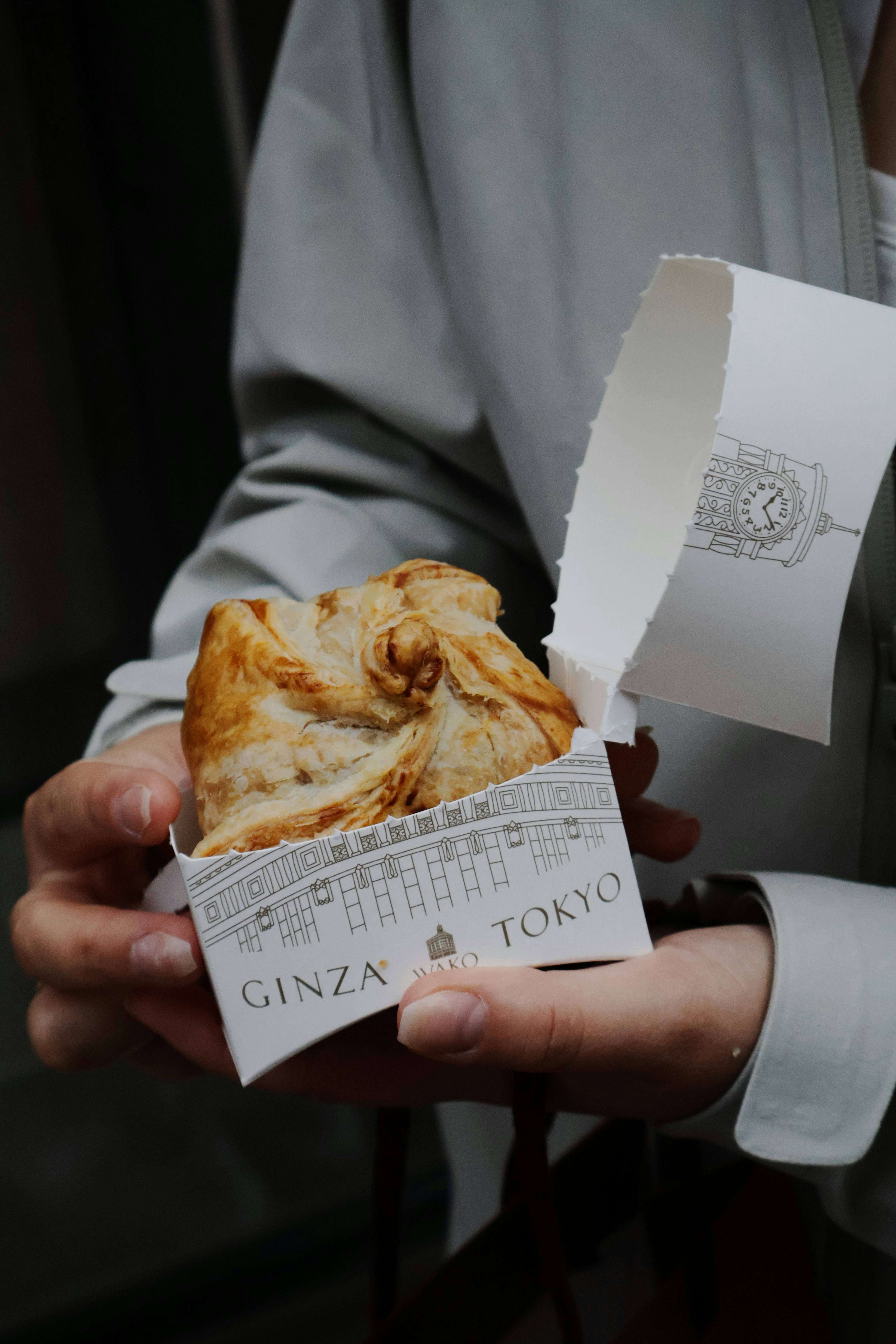 Tokyo Treat: A flaky pastry revealed from a white-gold gift box