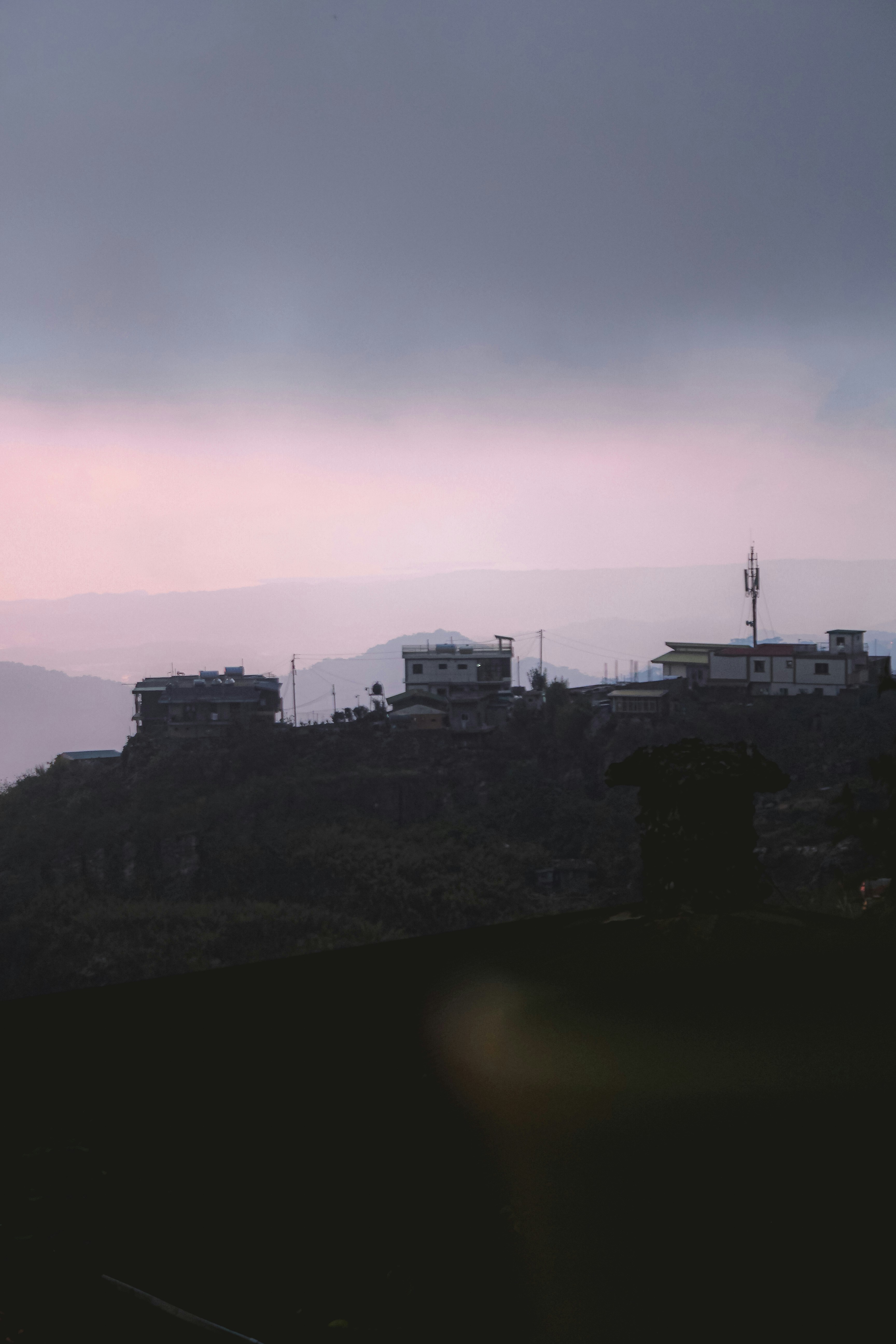 Horizon atop the Ridge: Evening Quiet Over a Clustered Hill Town