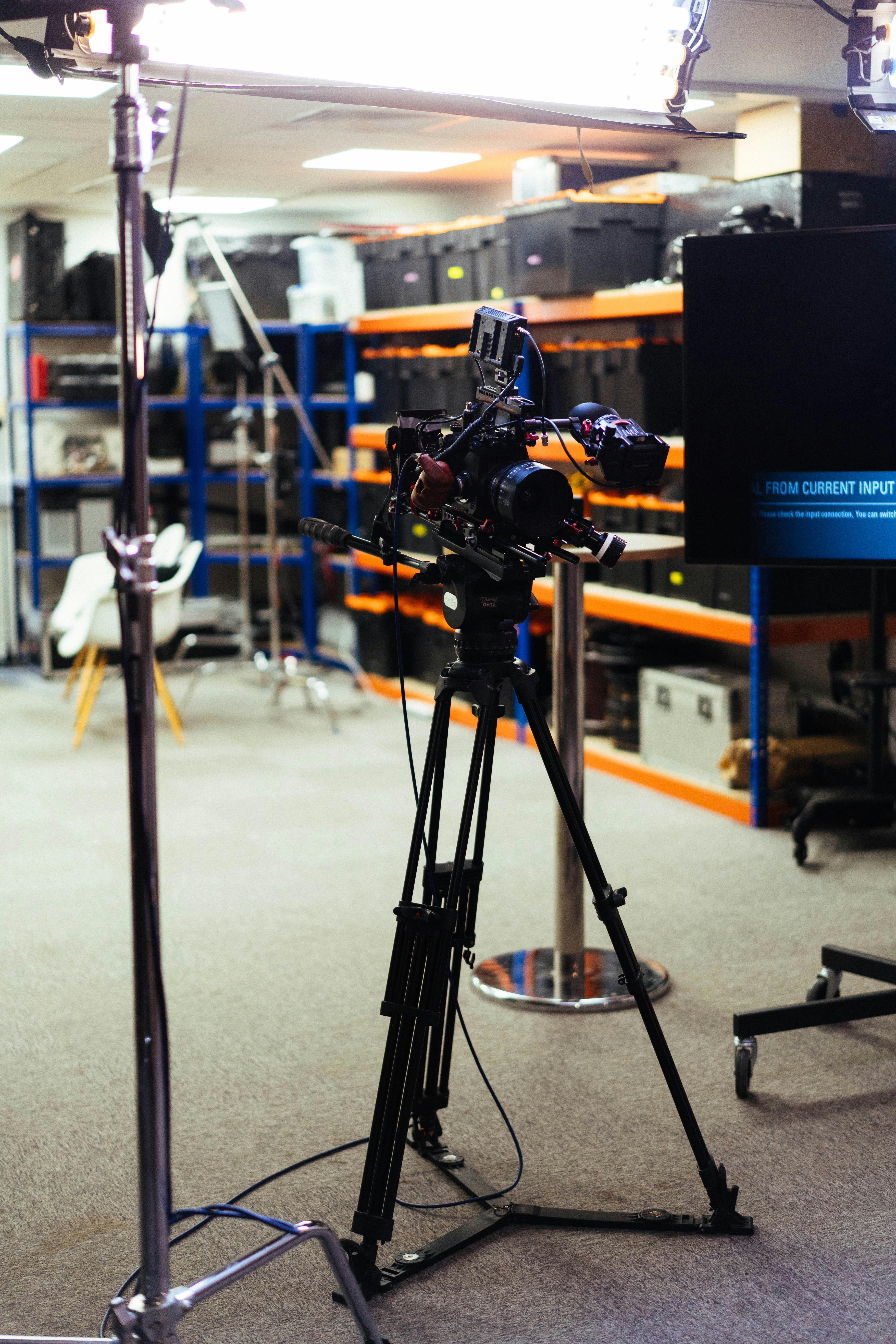 Studio Rig with Camera on Tripod under Overhead Lights