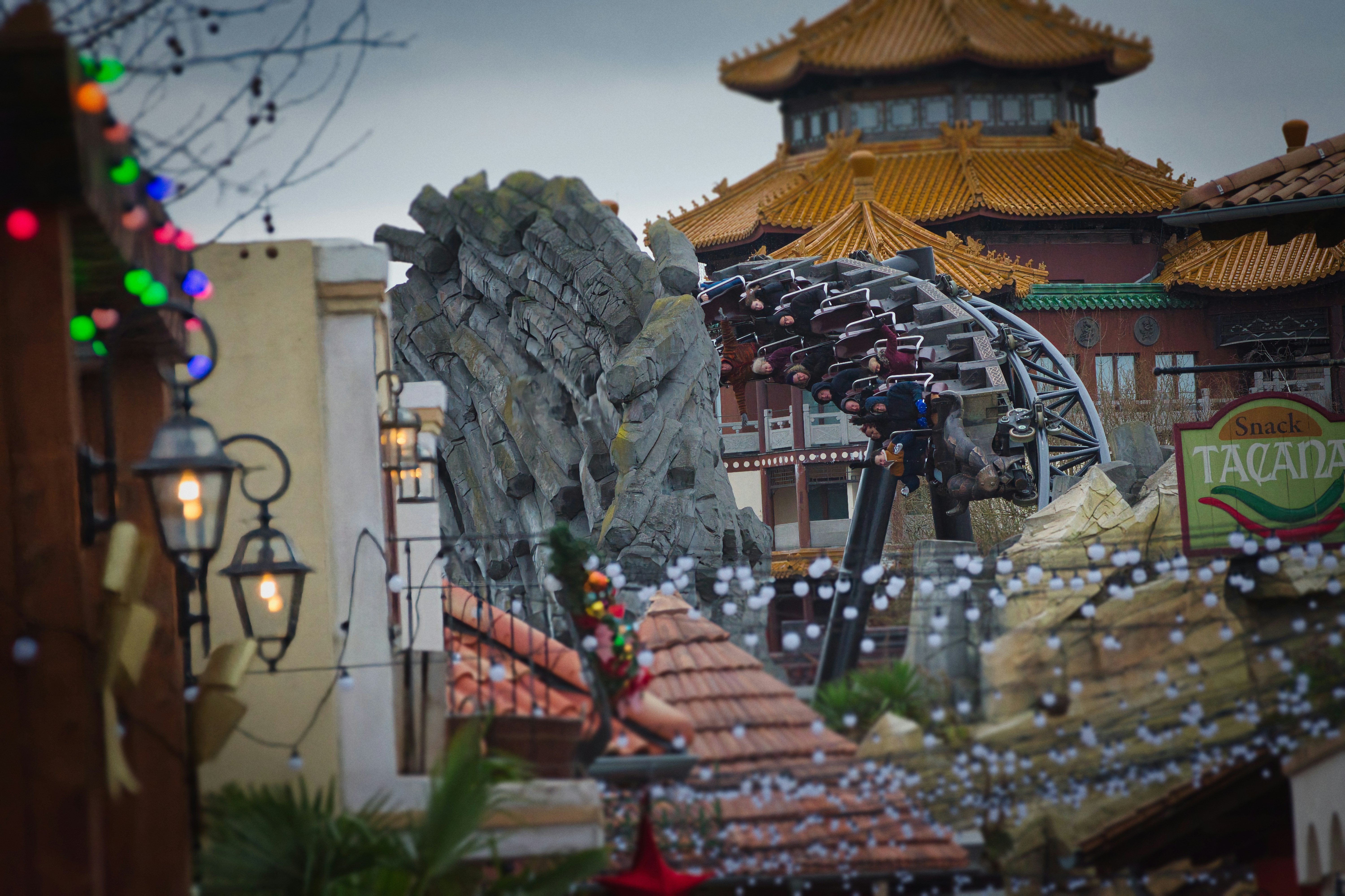 Lanterns, Pagodas, and a Busy Carousel silhouette
