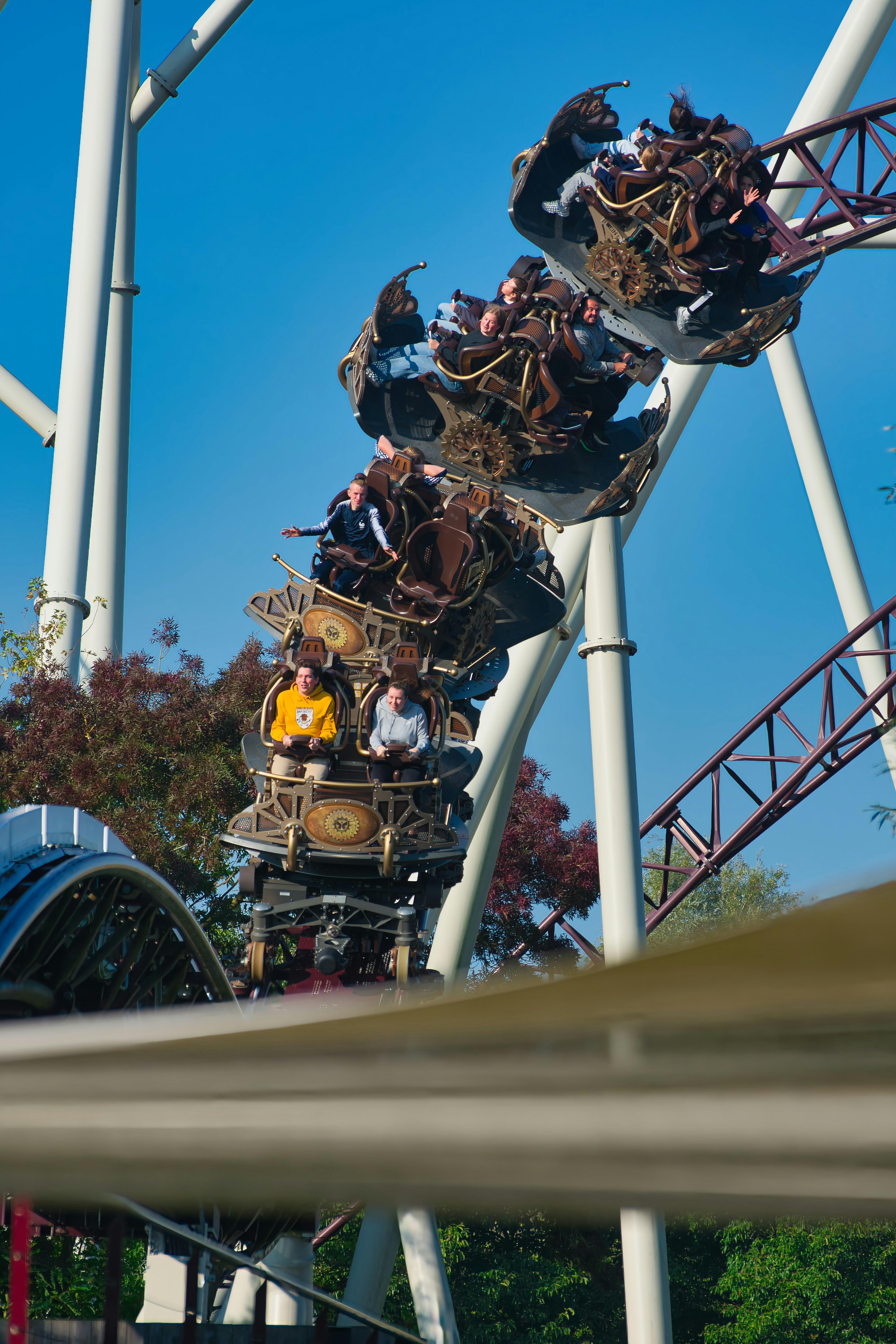 Roller Coaster Carriage in a Bold Blue Sky