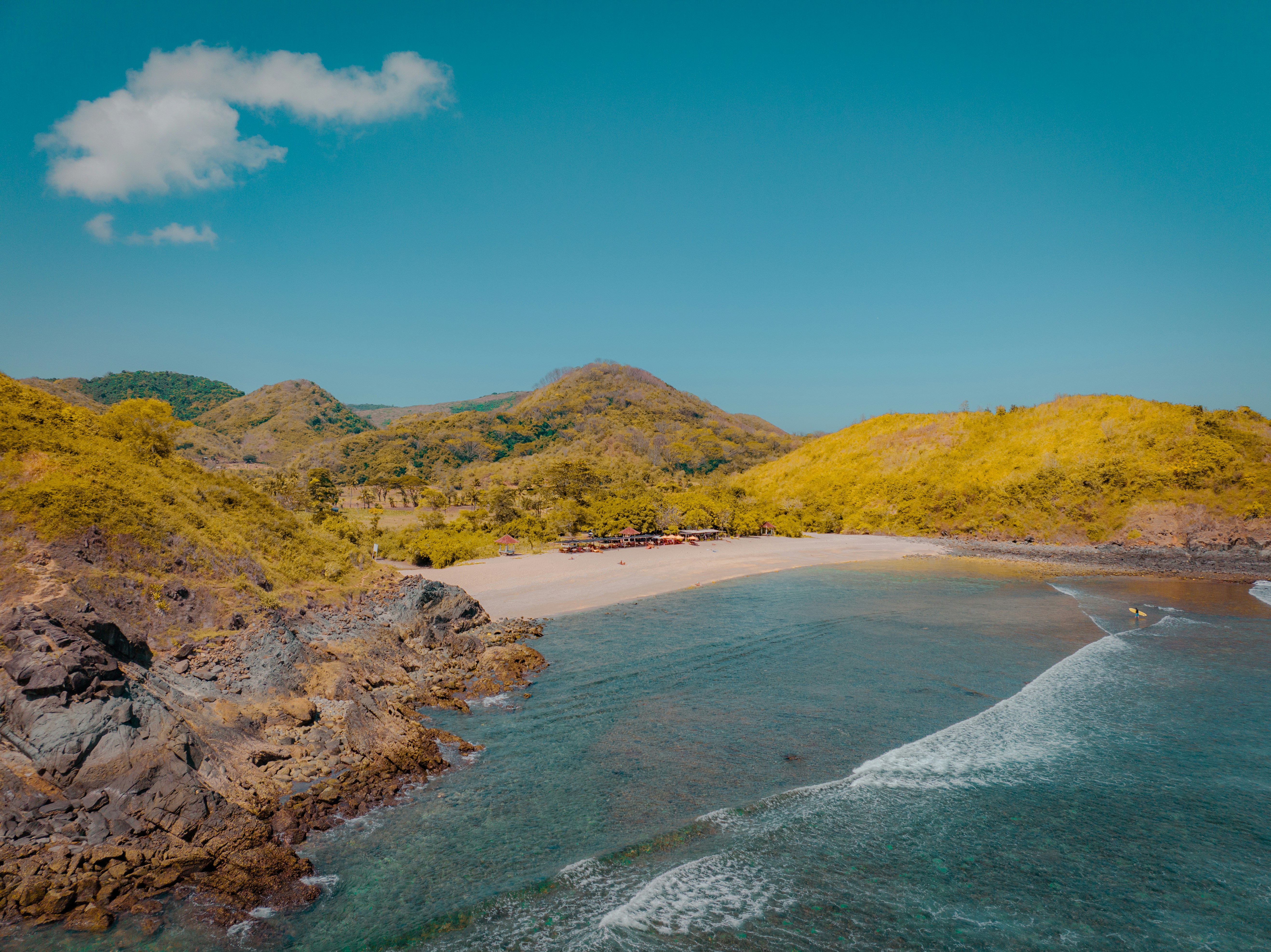 Golden Cove Between Lava-Rock Cliffs