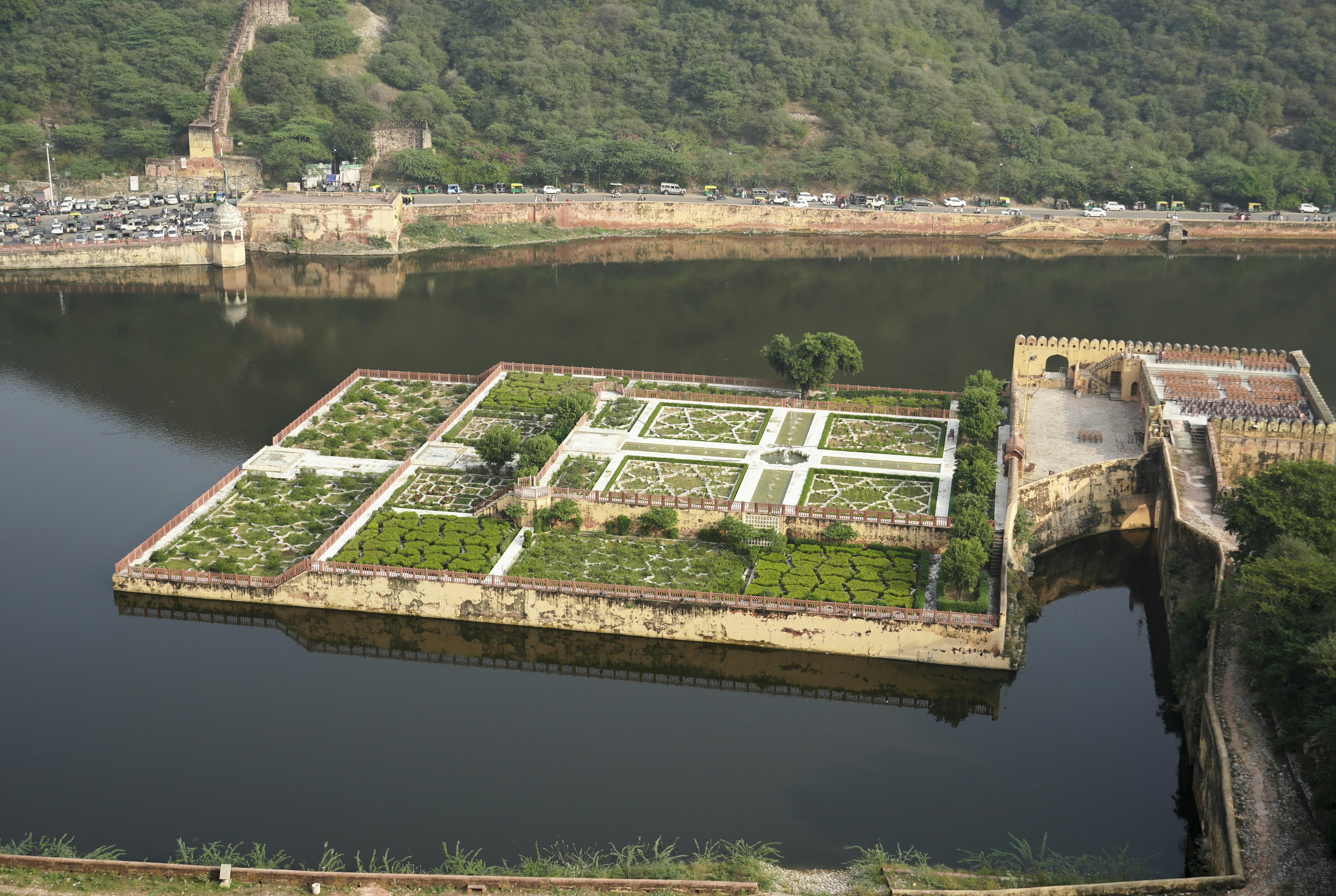 Terraced Water Garden afloat in a Historic Fort Lake