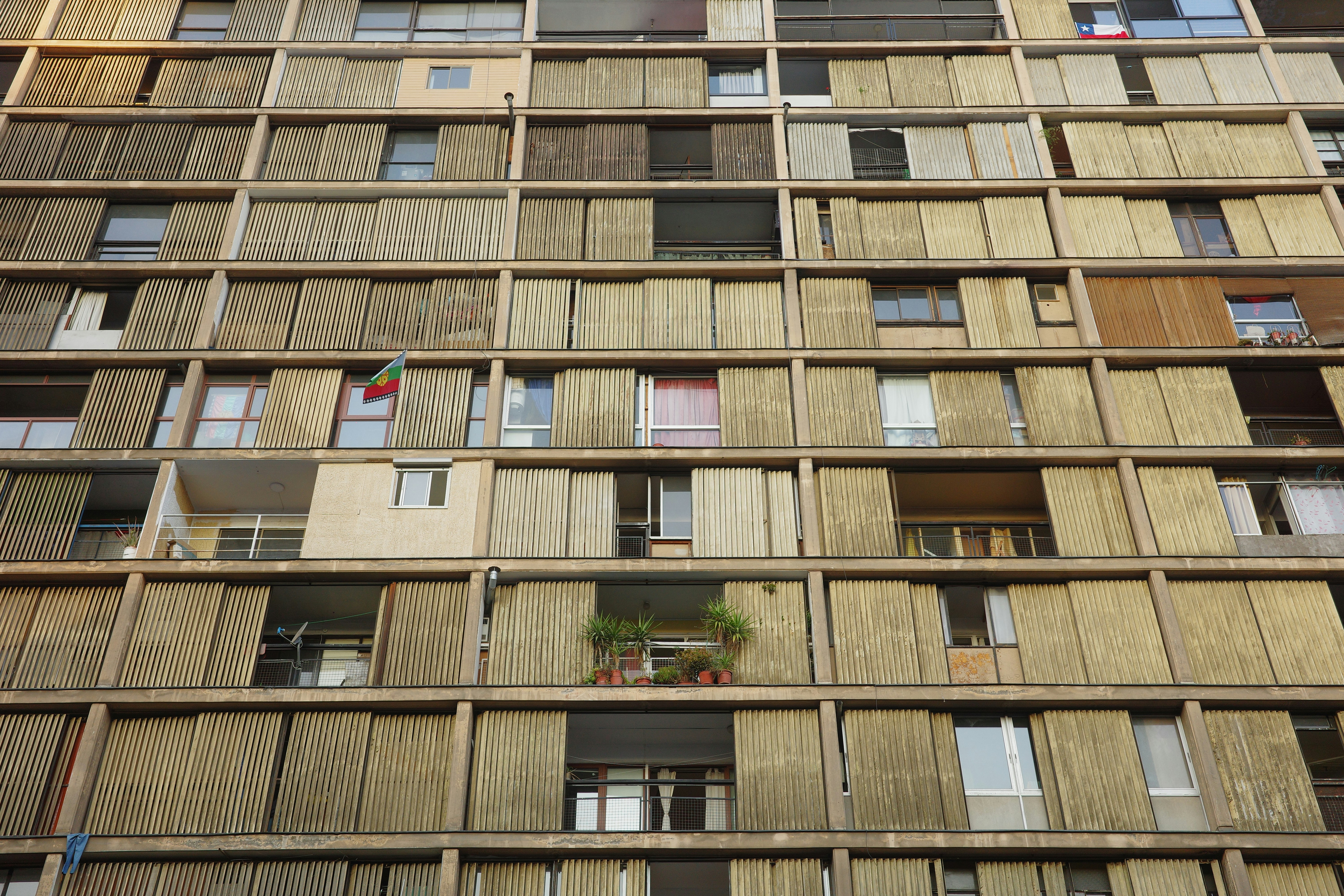 Brickbed Windows: A Grid of Patios in Autumn Light