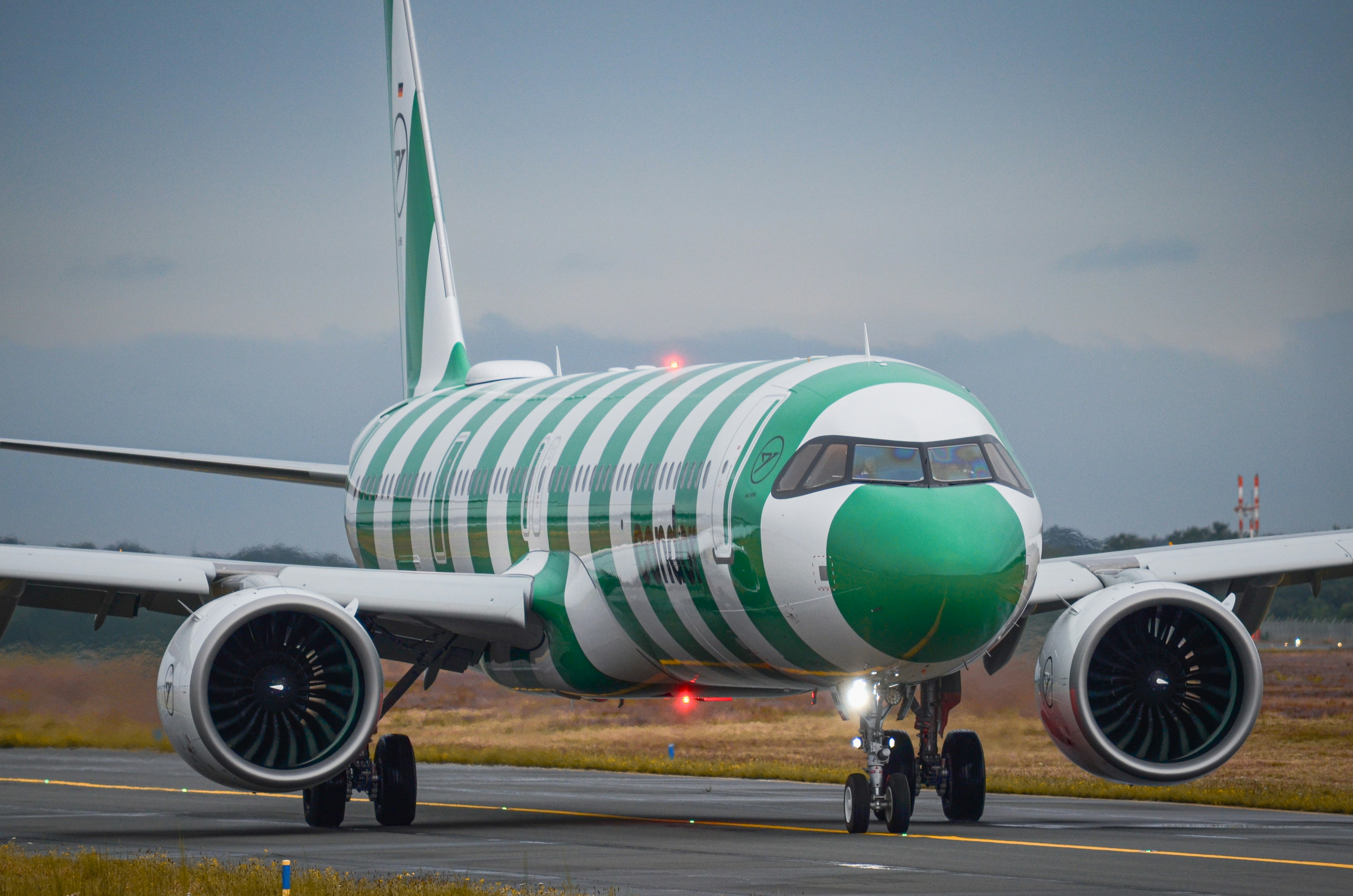 Emerald Stripe: Green Jet Timing on the Tarmac