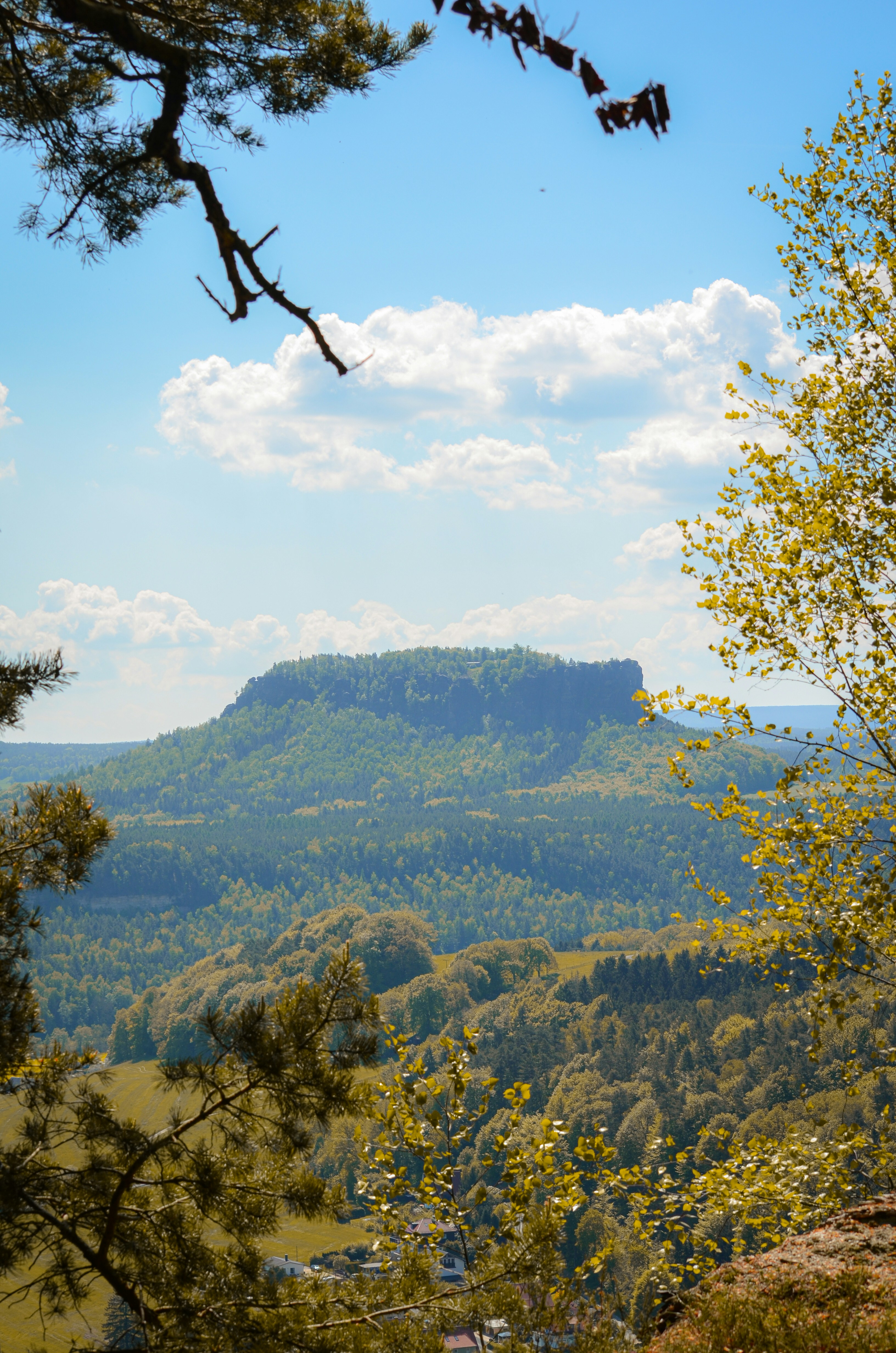 Layered Hillside Panorama Under a Clear Sky