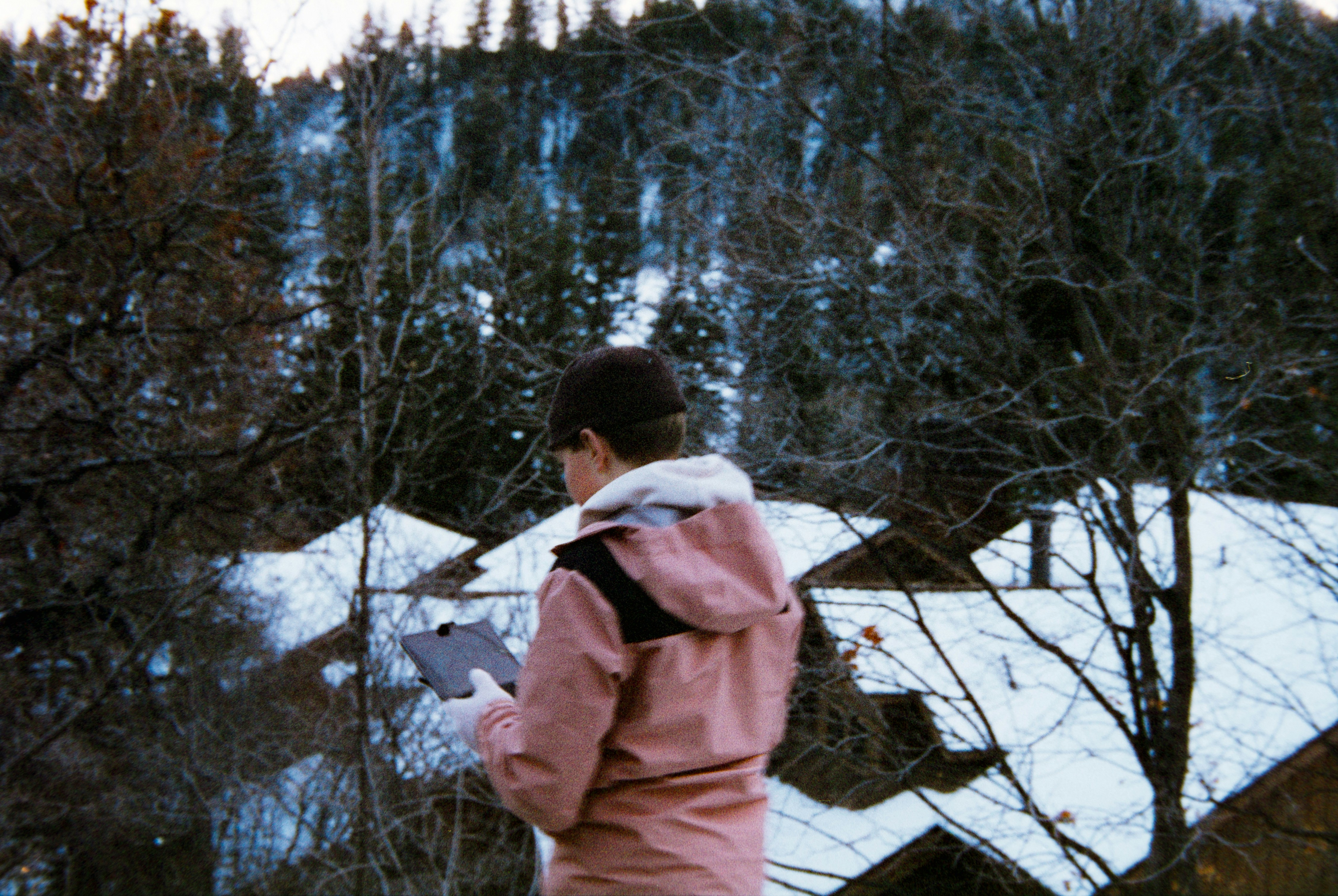 Snowbound Researcher in a Quiet Forest