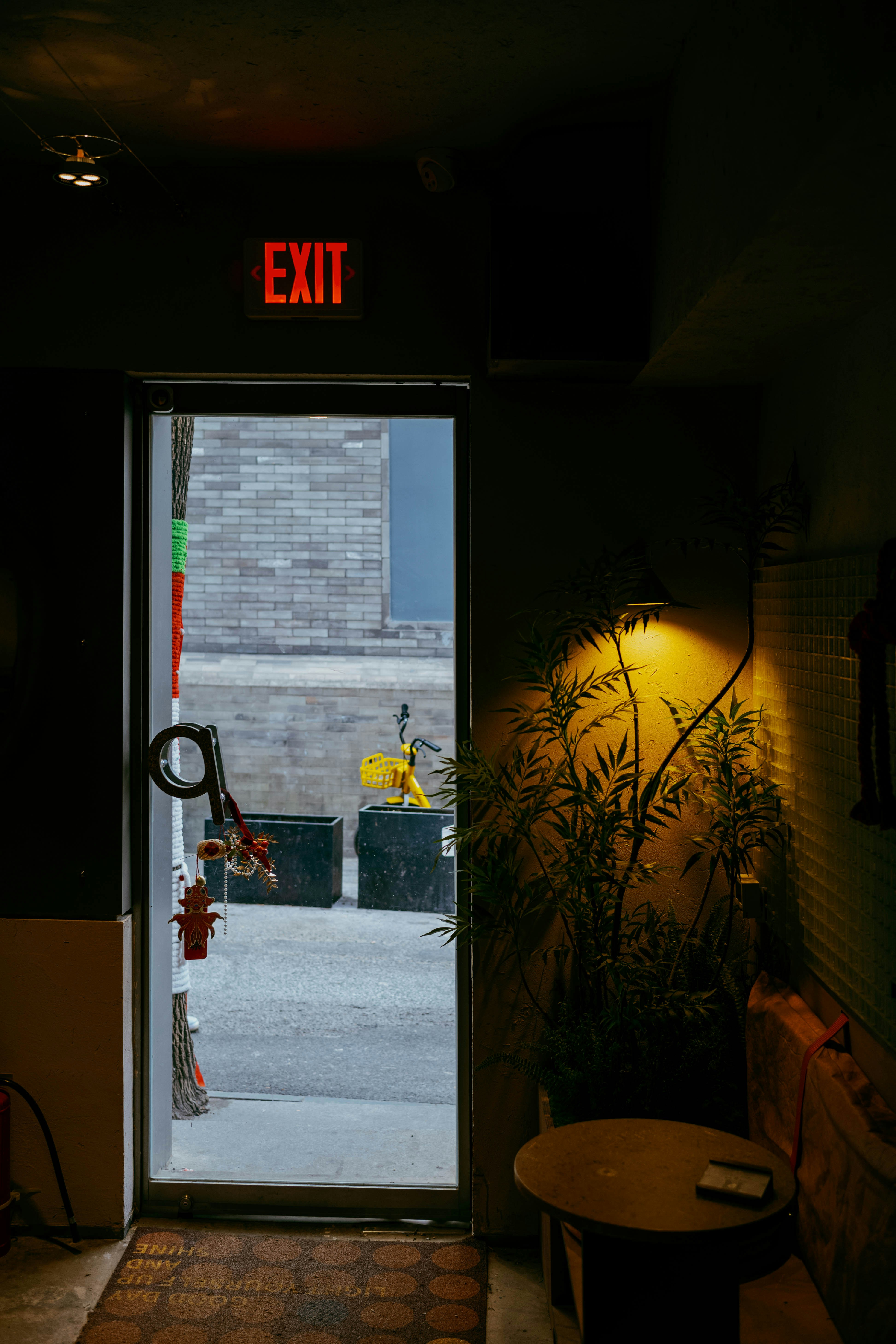Doorway to Light: Street Scene Framed by Indoor Shadows