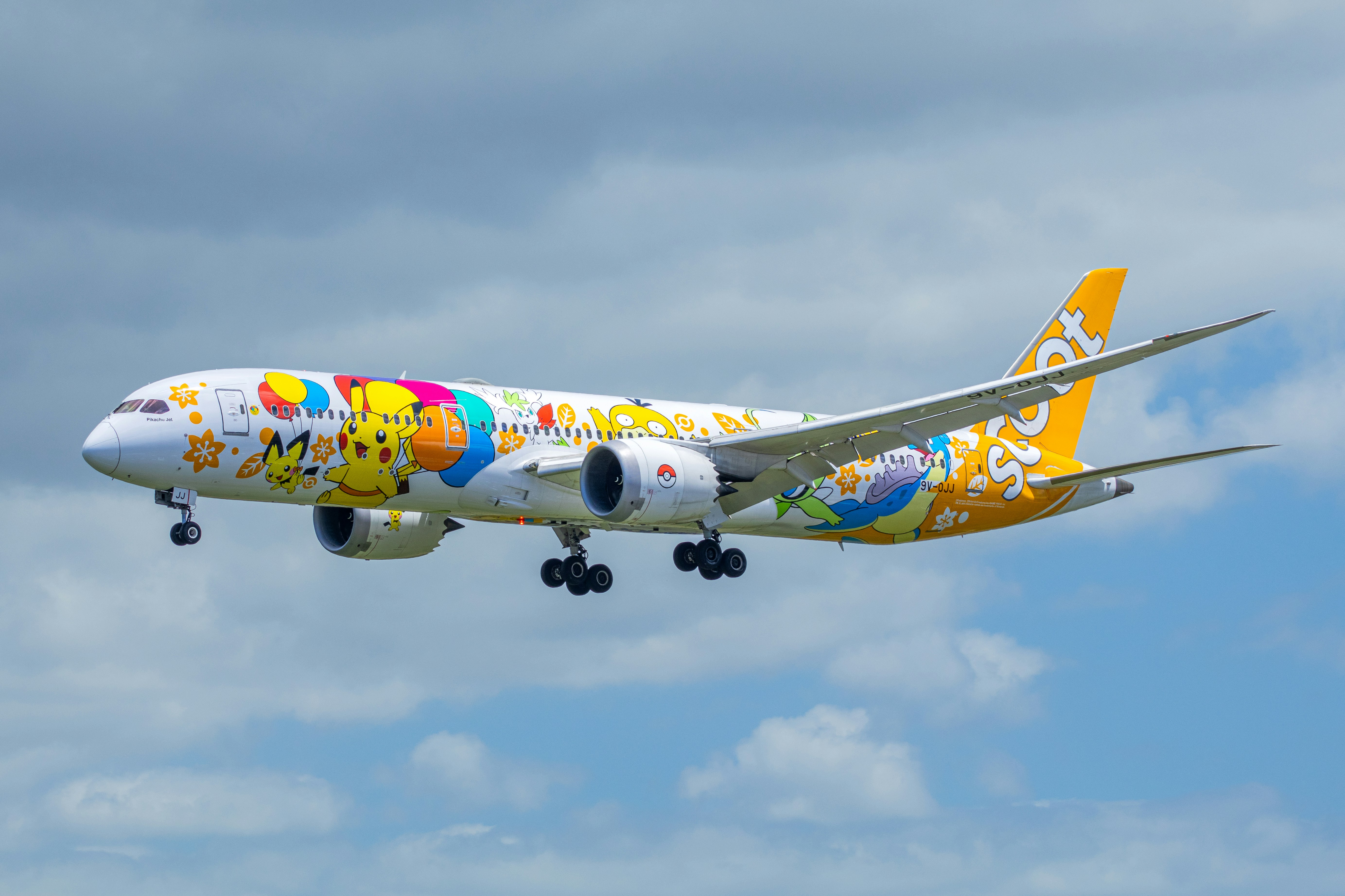 Colorful Pikachu Livery in Flight