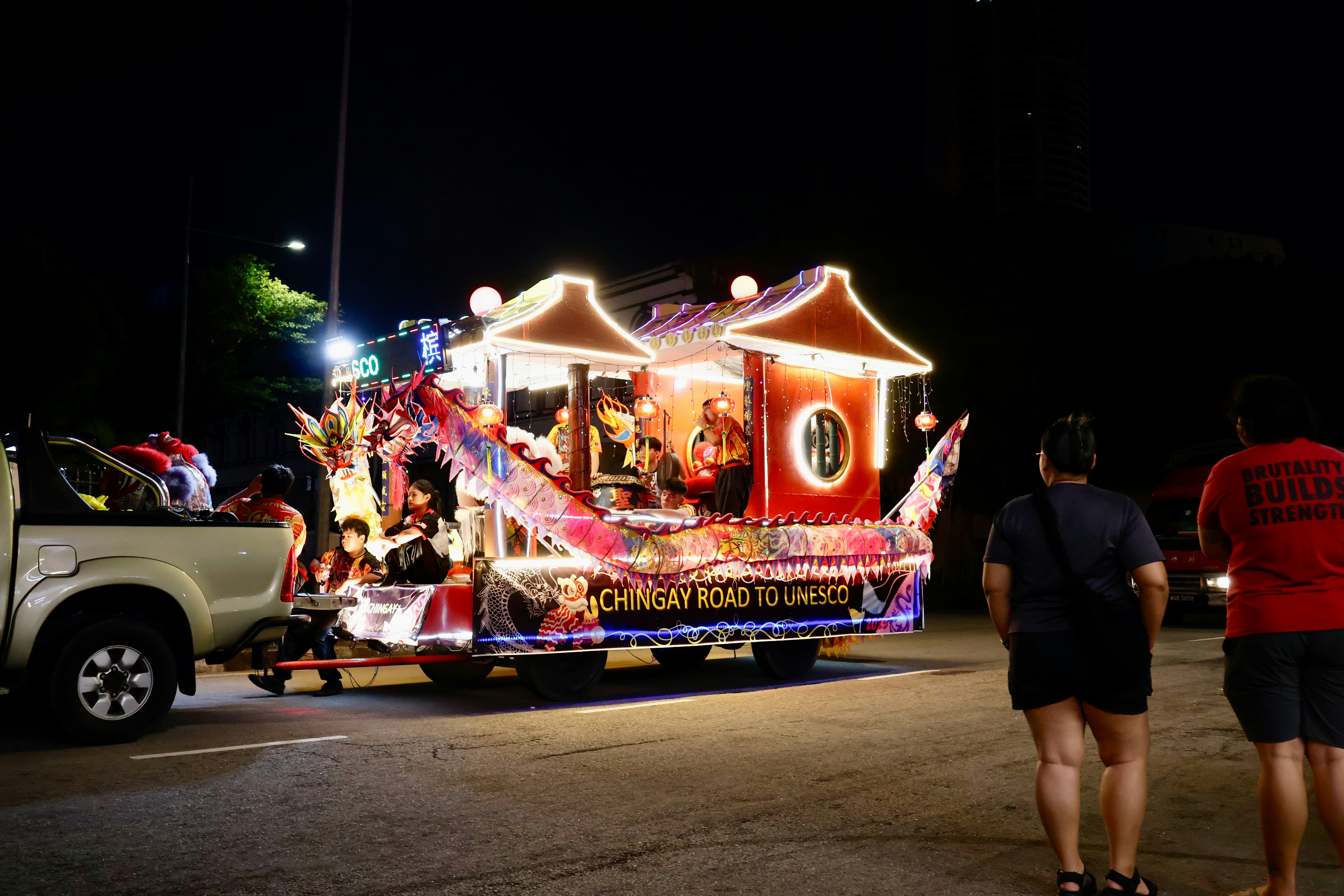 Glow Parade Float: Neon Dragon in a Night Rally