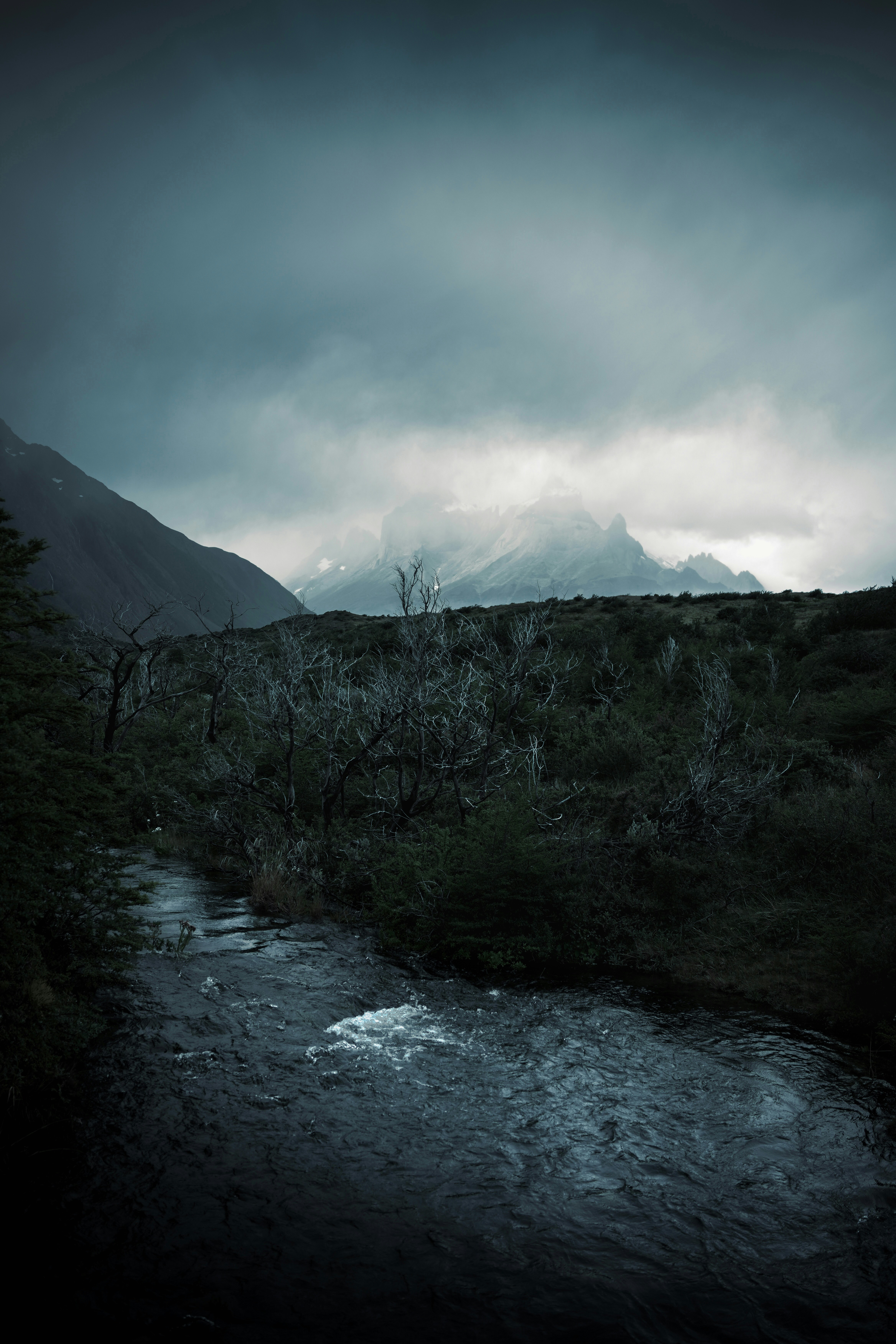 Twilight Reach Over a Winding River