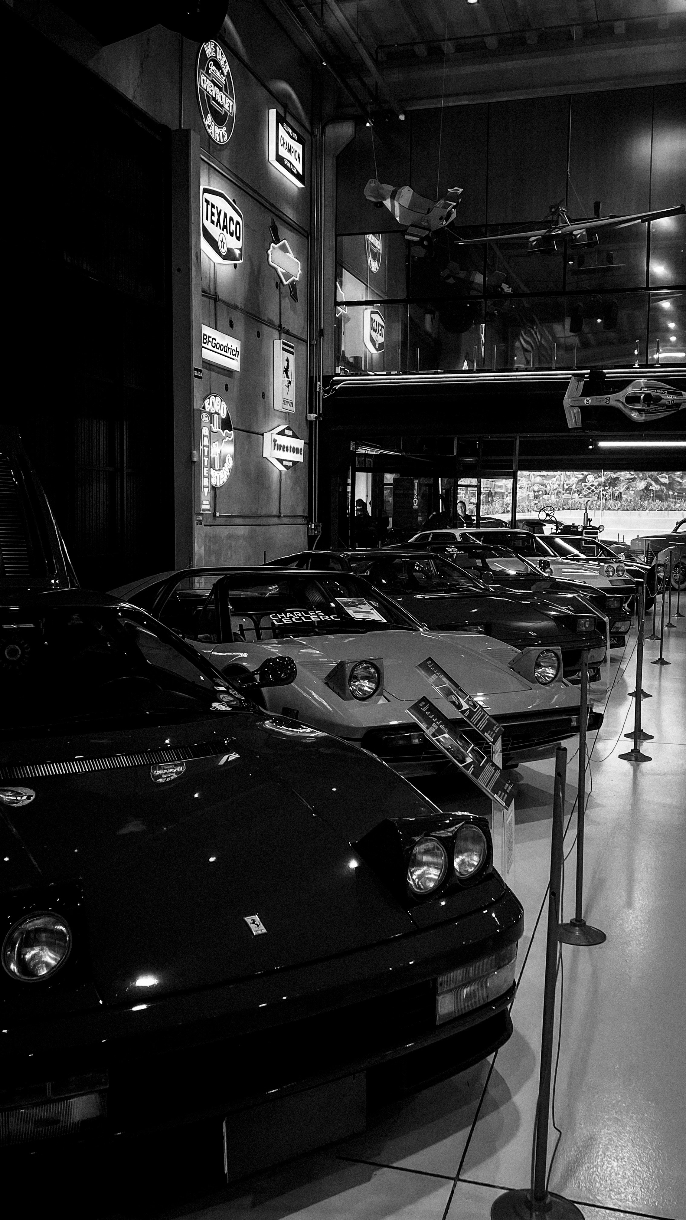 Chromed Legends: Classic Car Exhibit in Mono