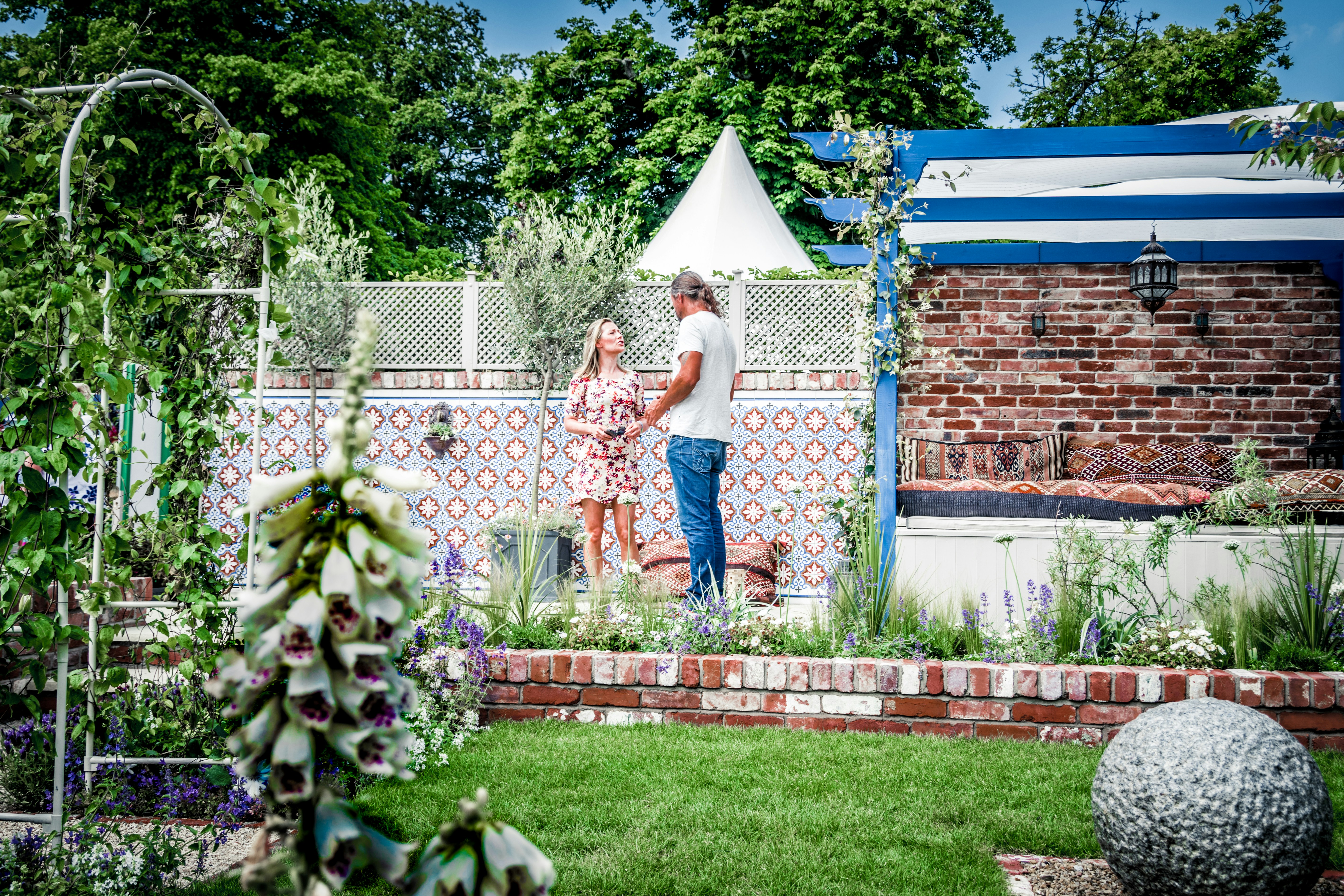 Garden Conversation on a Sunny Terrace