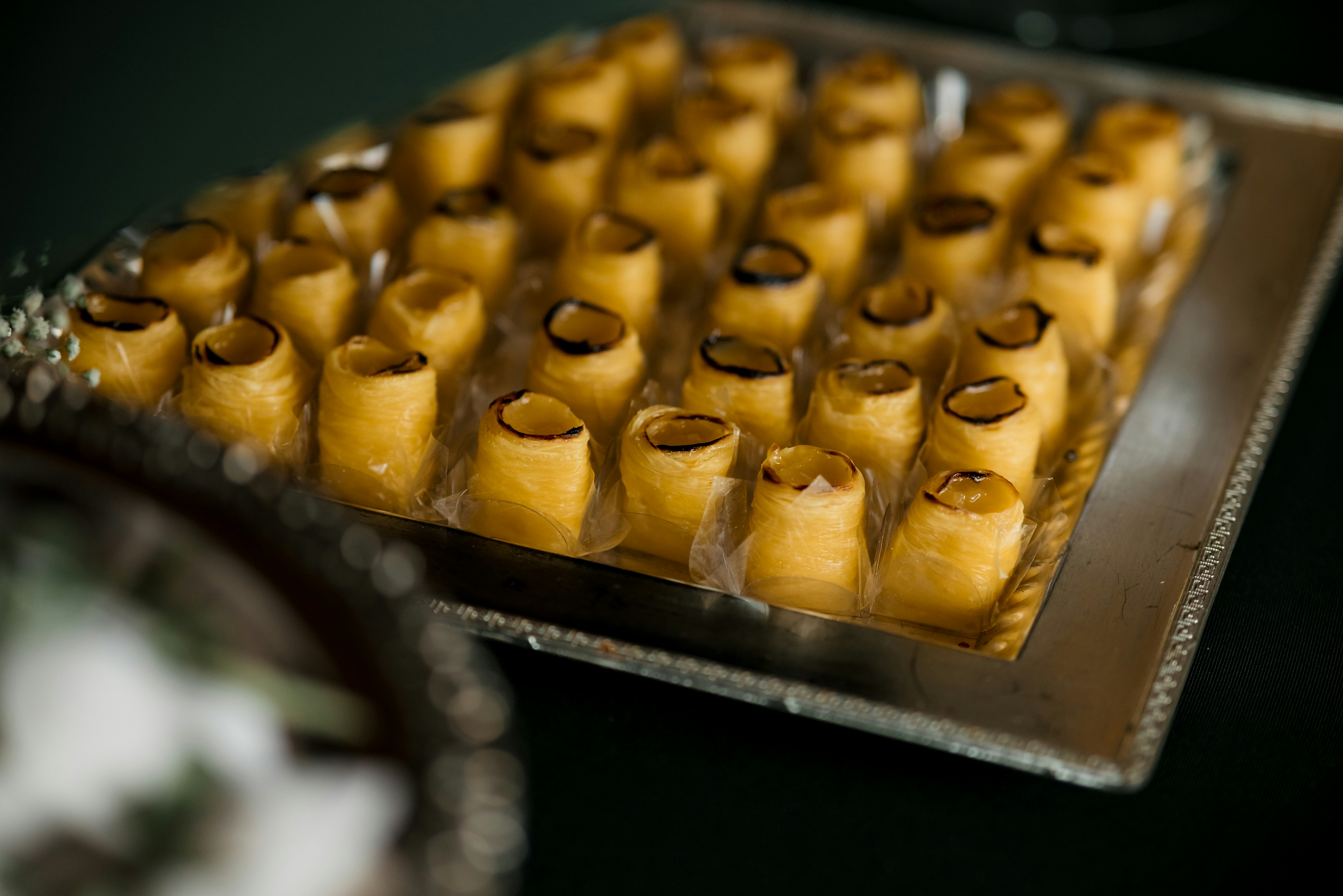 Golden Bites on a Silver Tray