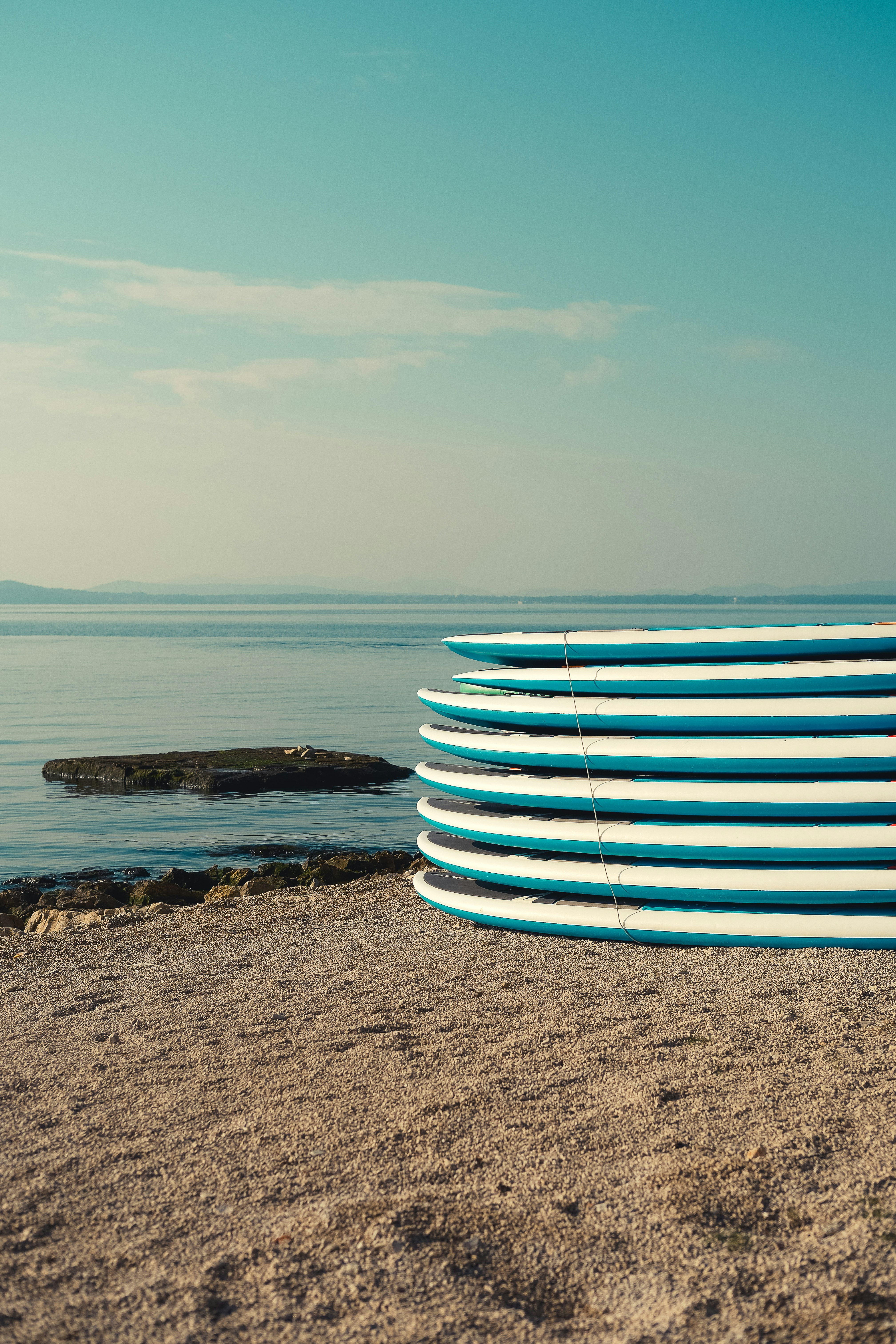 Stacks on the Shore: A Quiet Stack of Blue