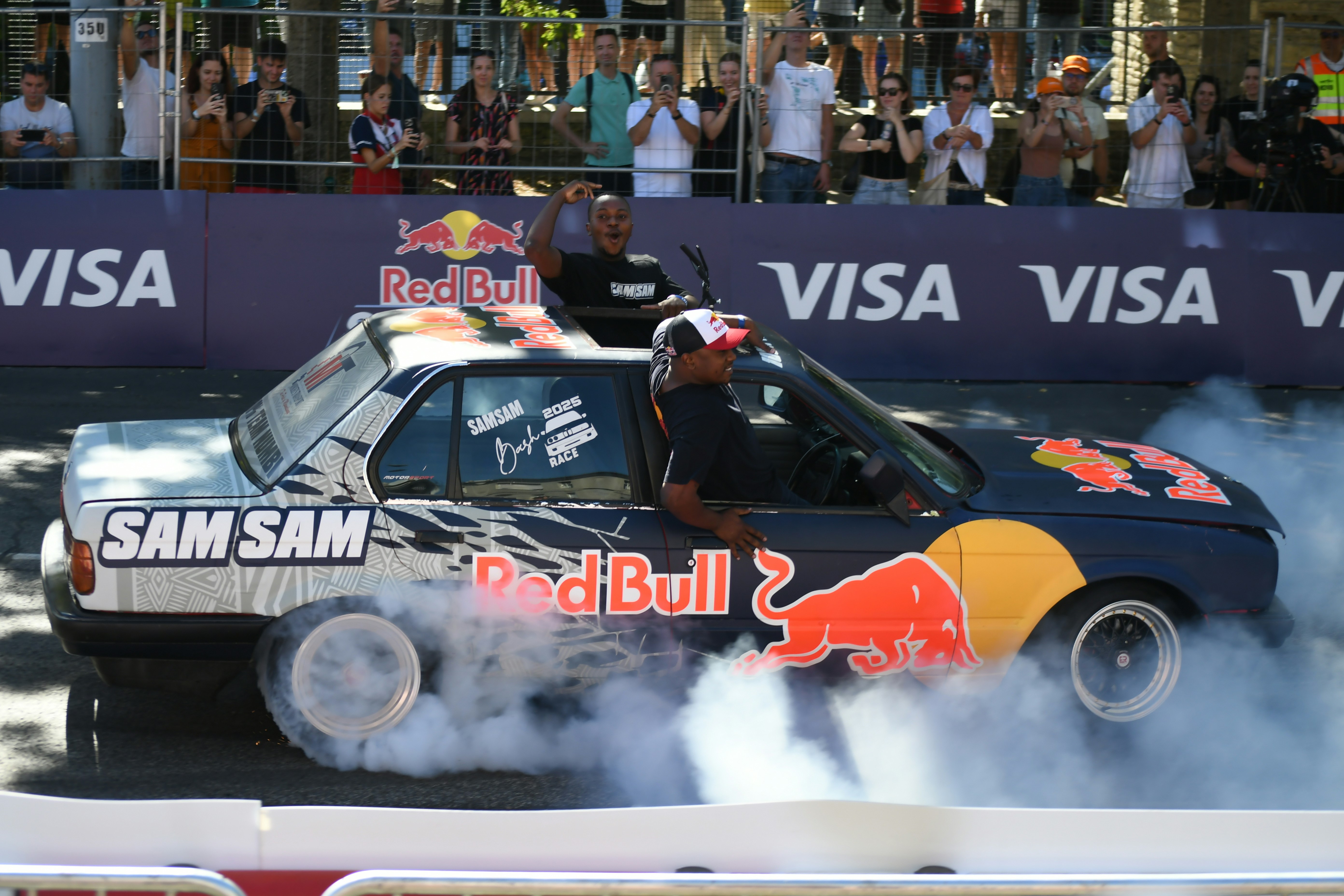 Red Bull Drift: Smoky Sprint with a Painted Skyline