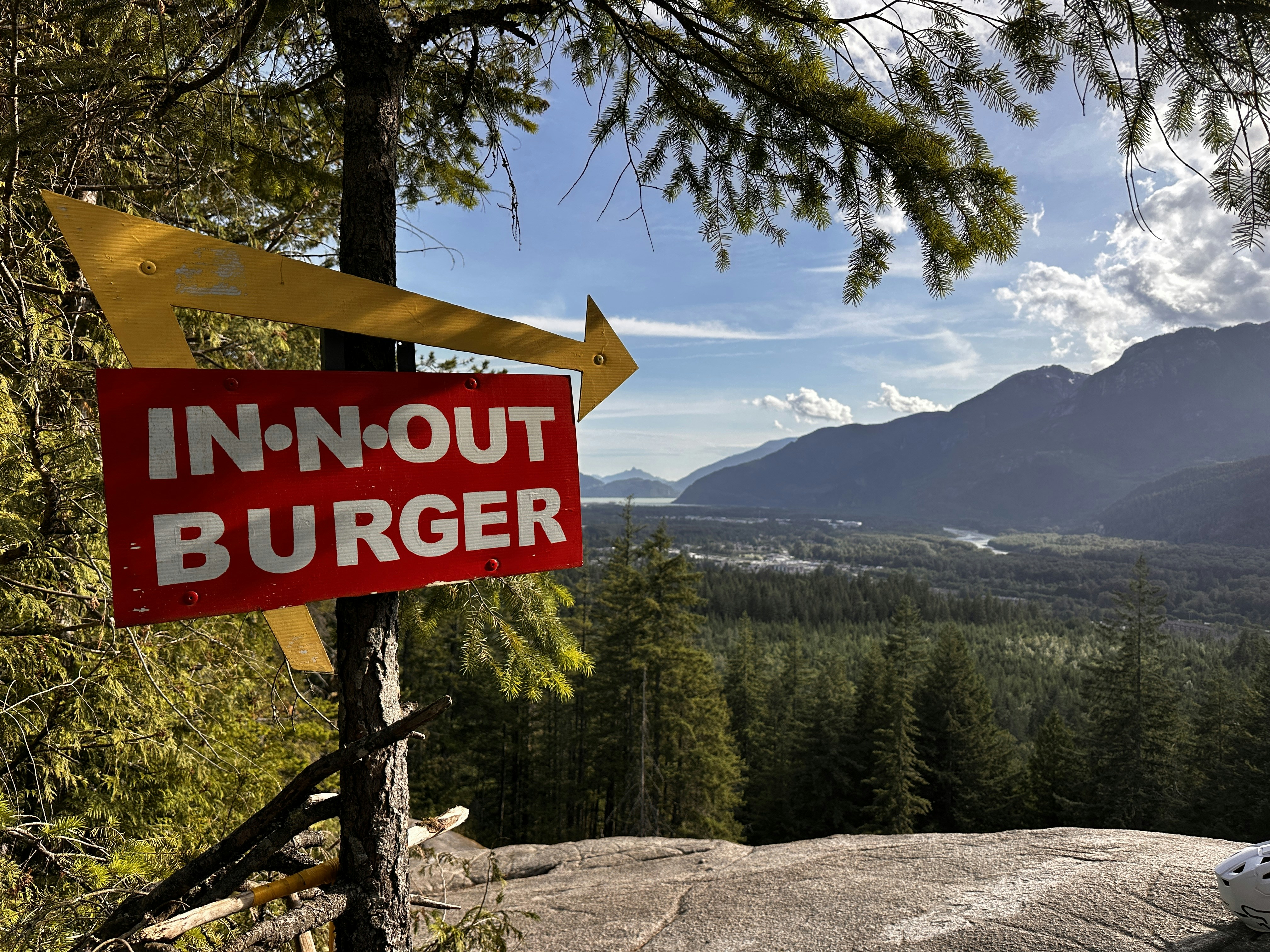 Trailside Sign Against a Mountain Vista