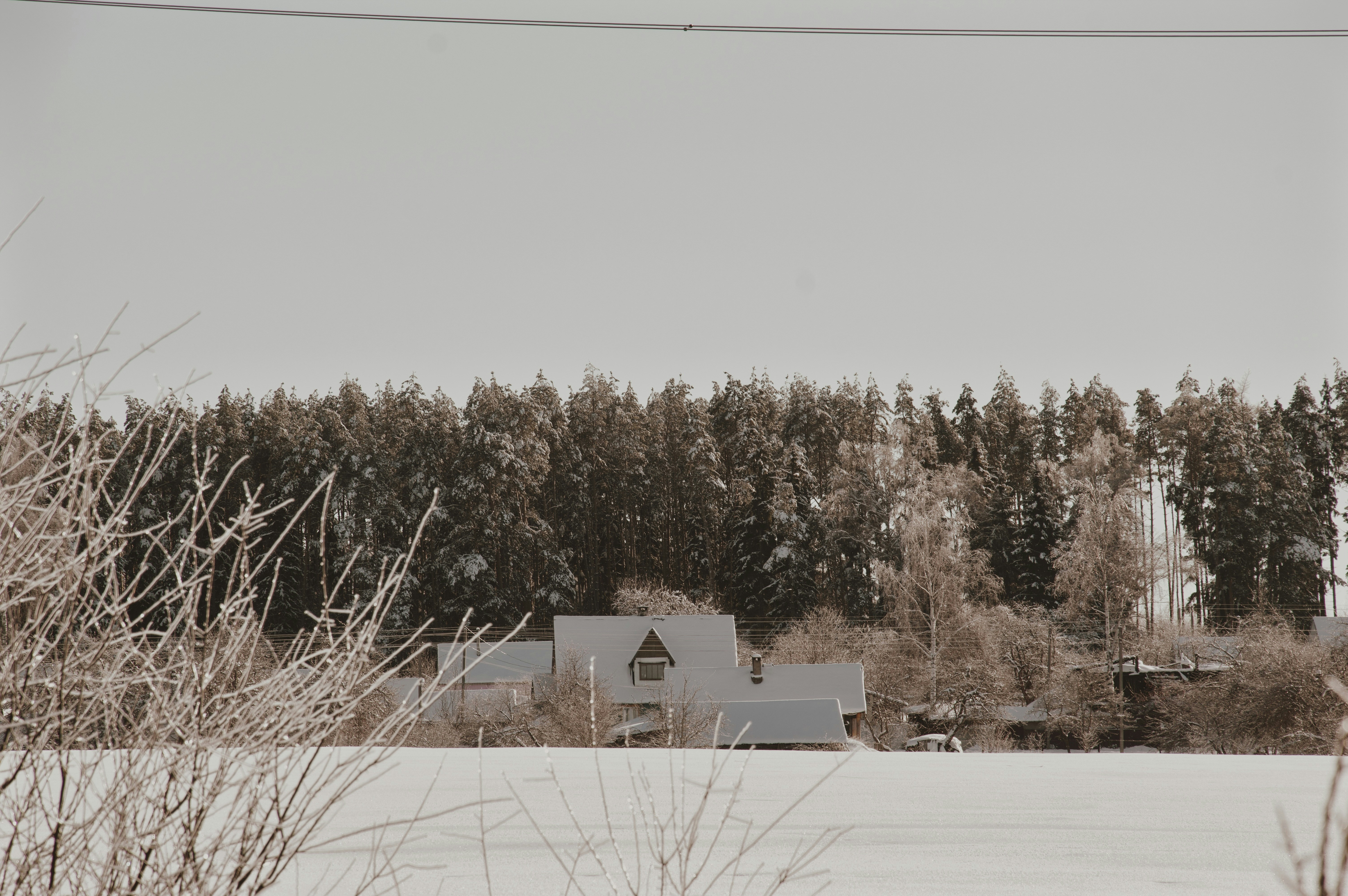 Snowbound Homestead at Dusk