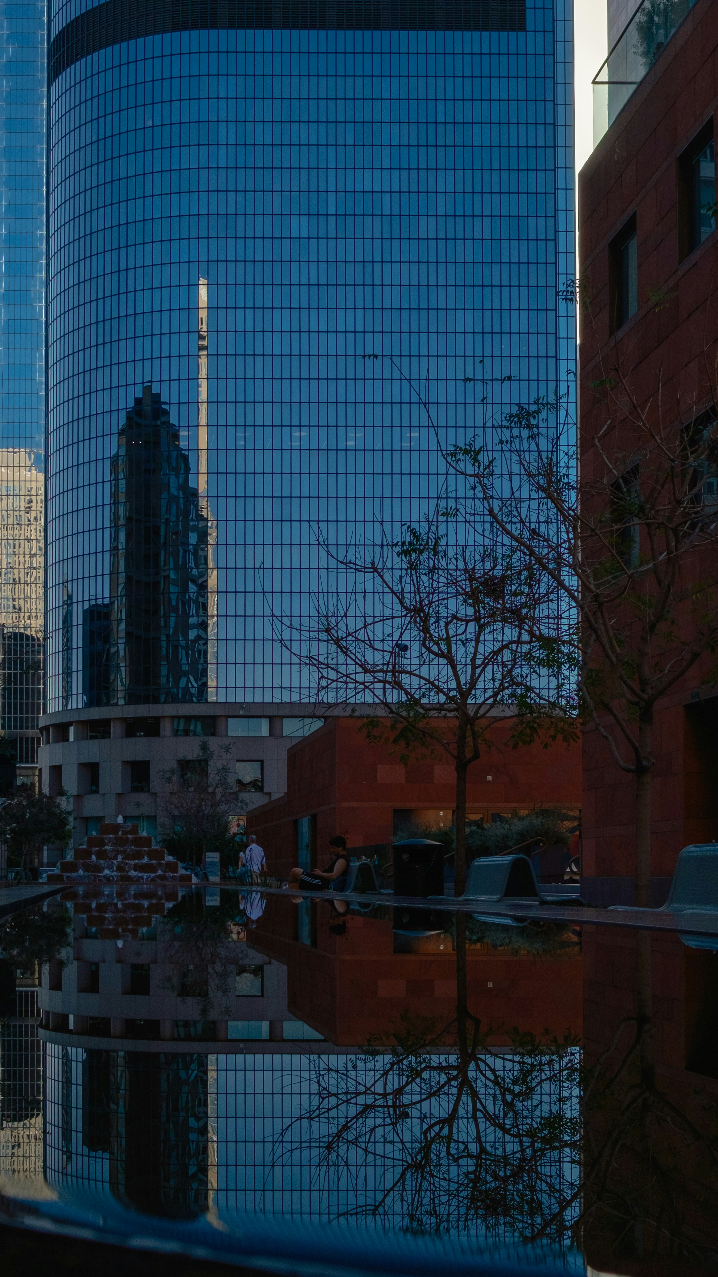Glass and Shadow: City Reflections on a Quiet Plaza