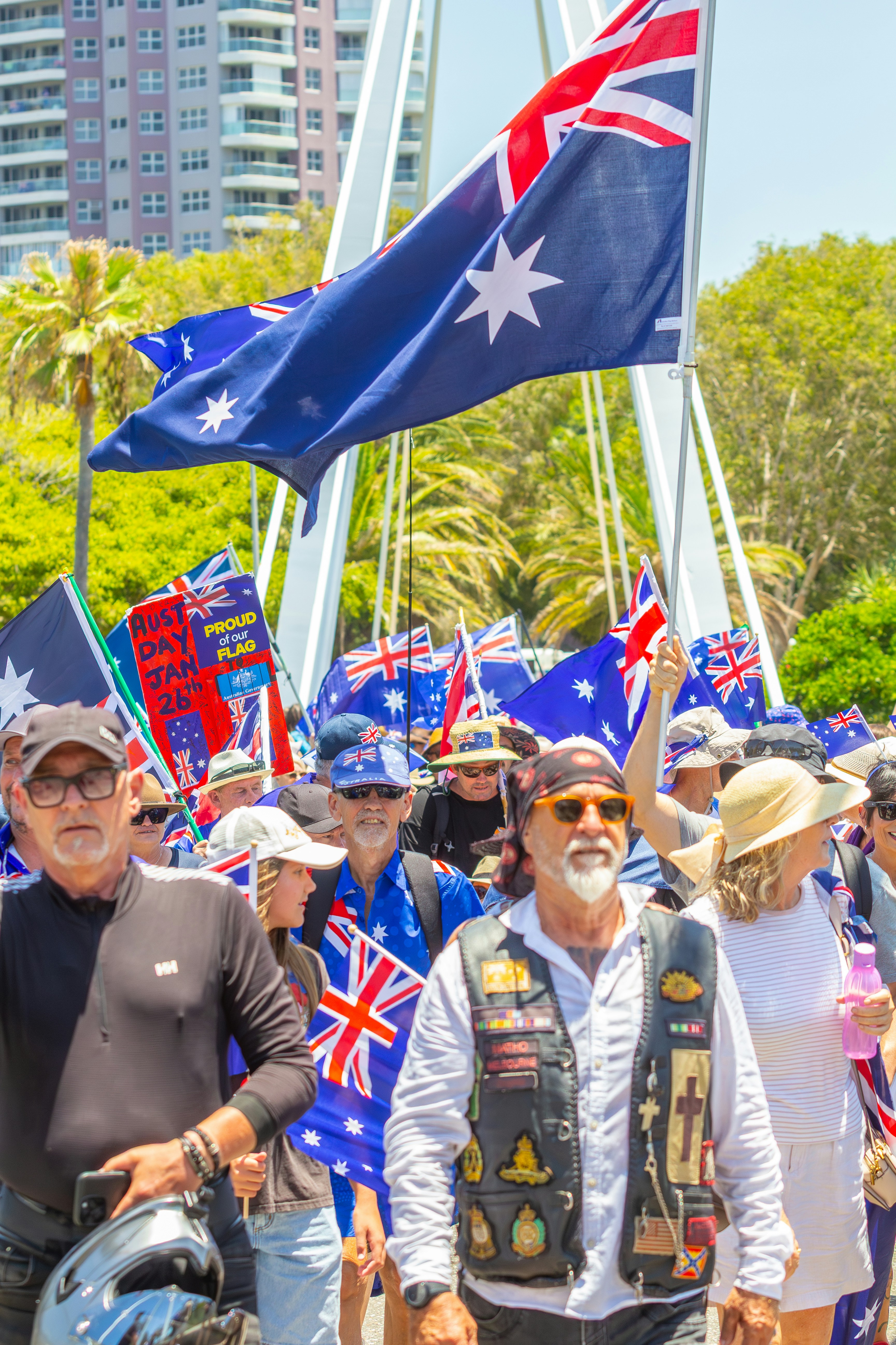 Flags in the Breeze: A Sea of National Pride at the Rally