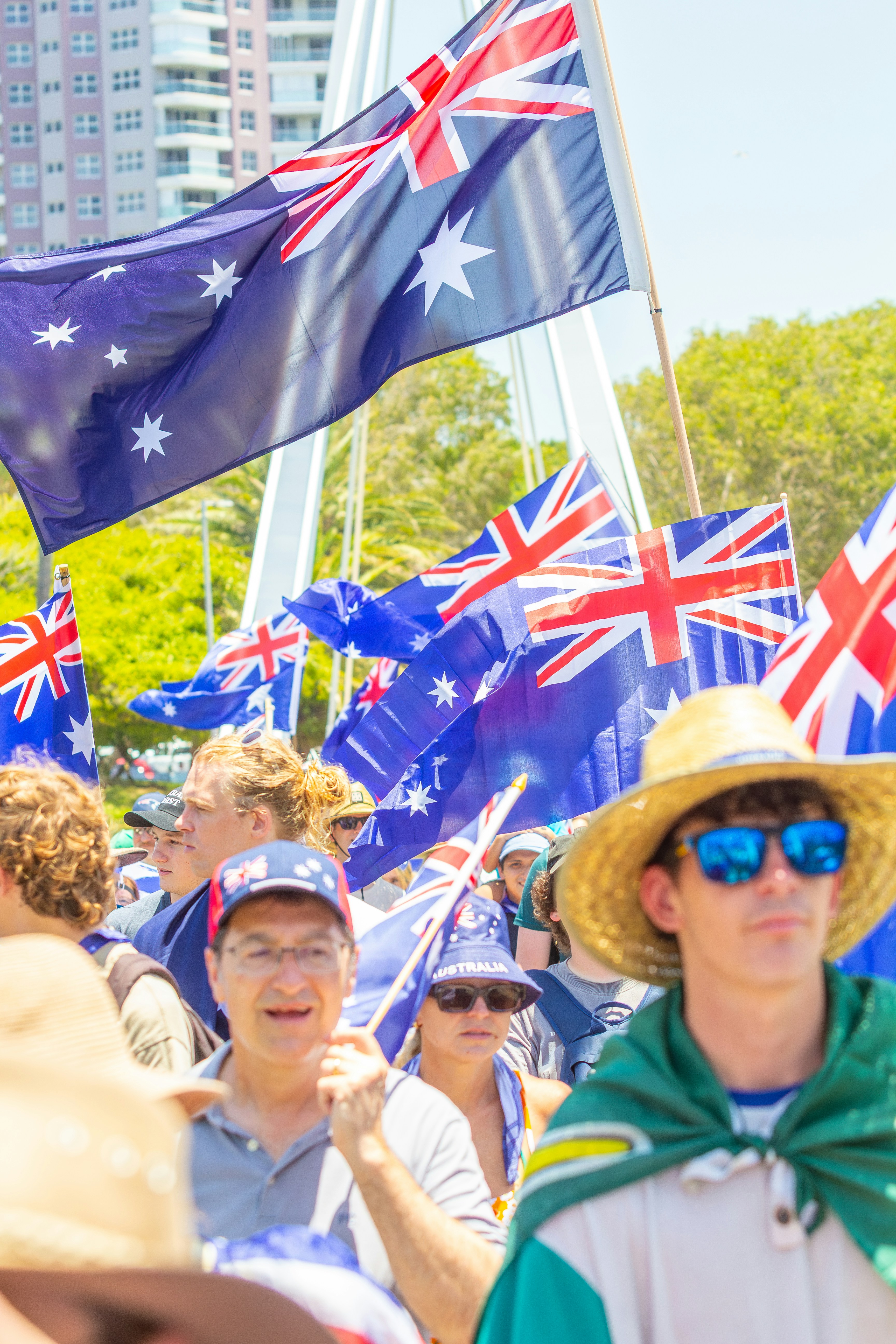 Crowd of people waving australian flags outdoors photo – Free People ...
