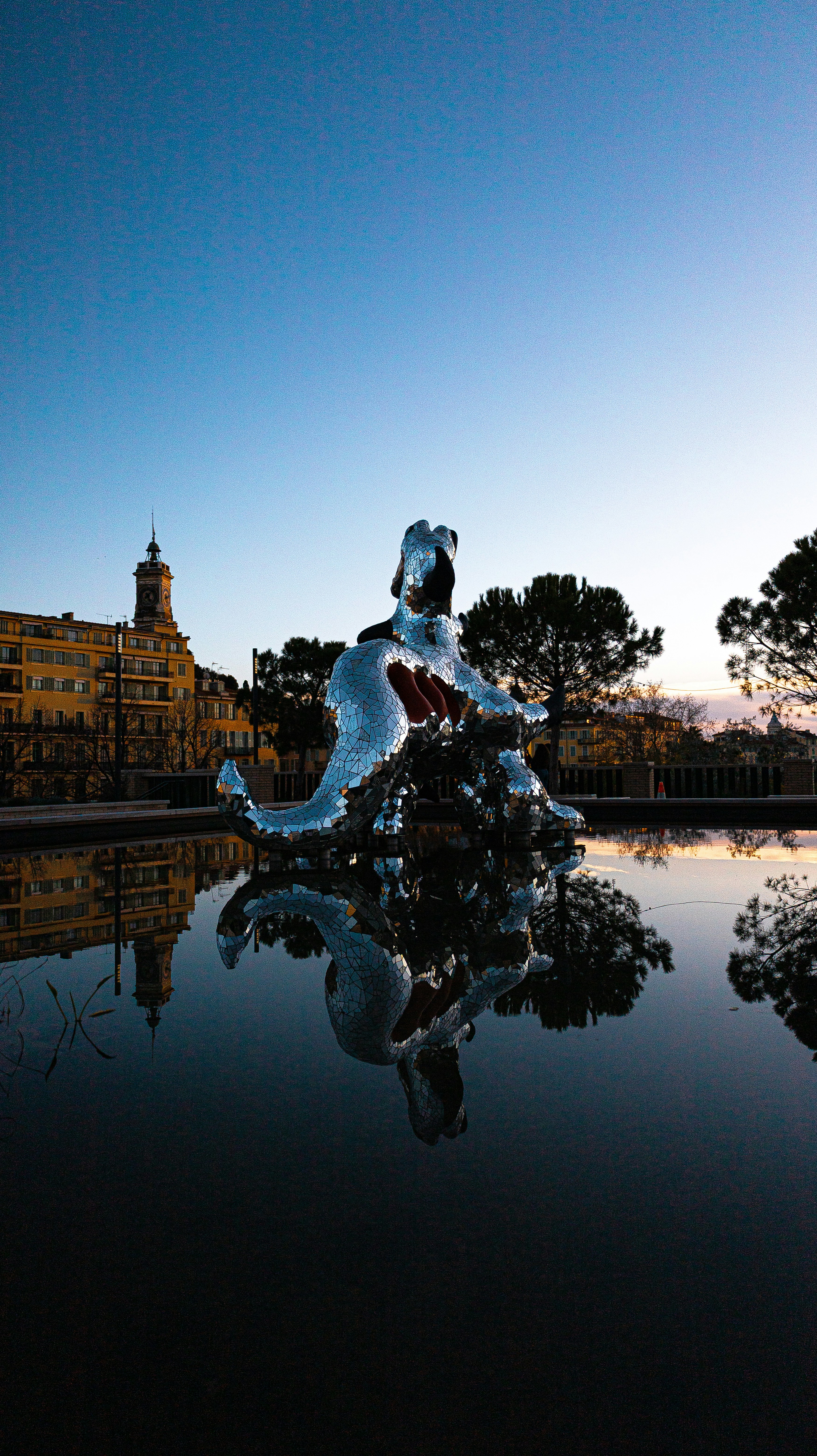 Ice Sculpture in a Sunset Pool: A Quiet Frozen Moment