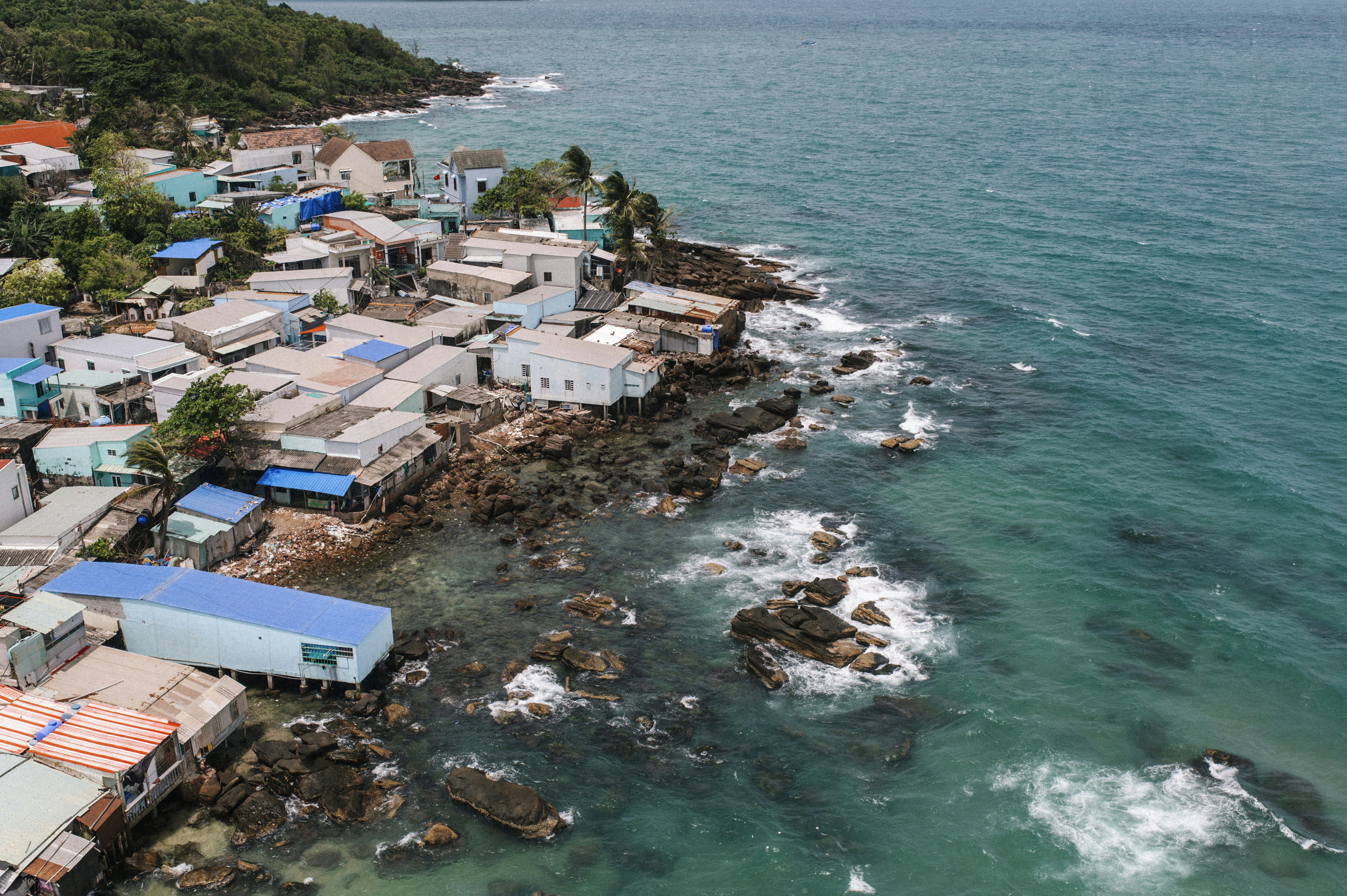 Coastal Village Anchored to the Rocks