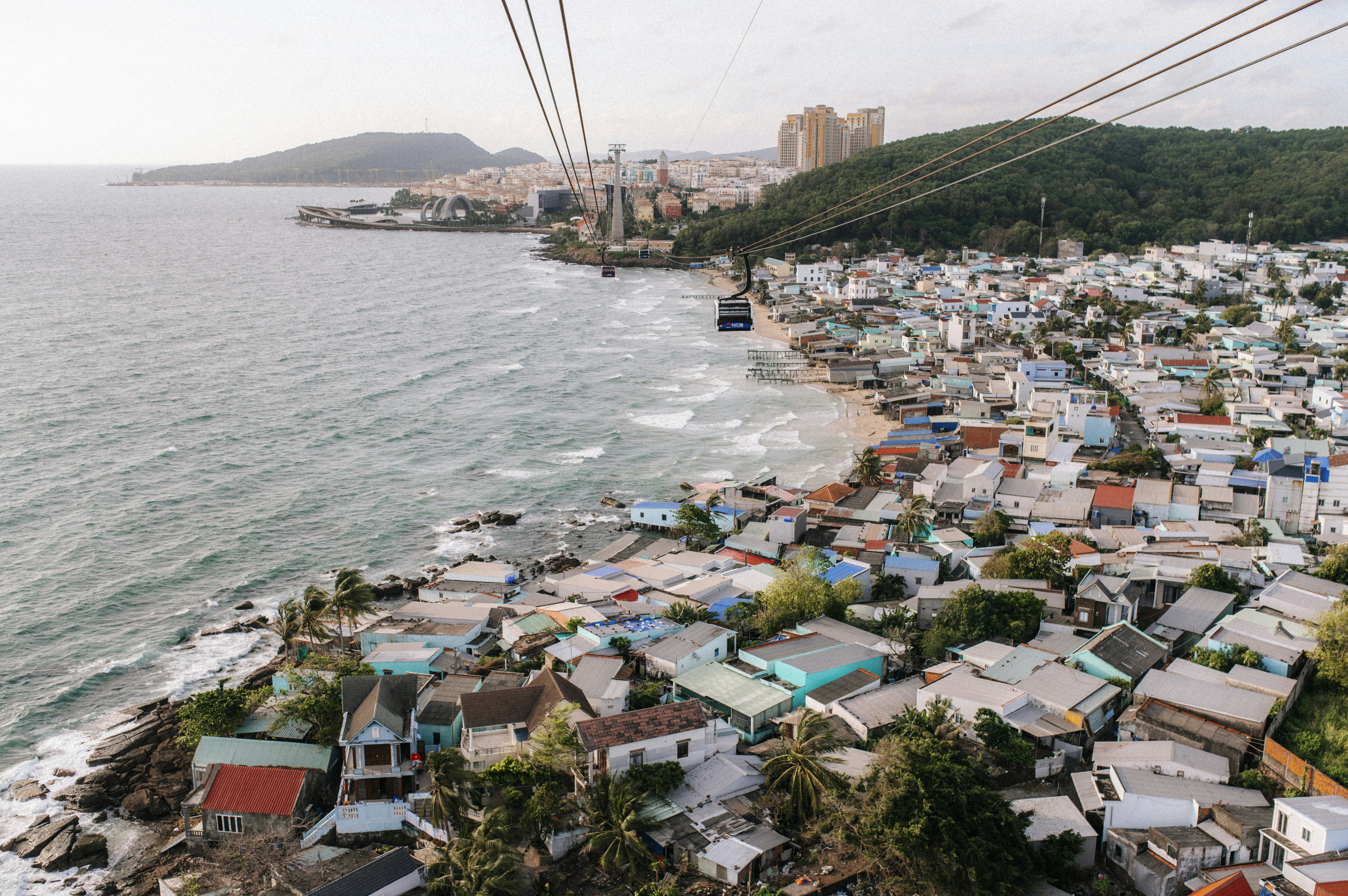 Cable-car Panorama Over a Colorful Coastal Favela
