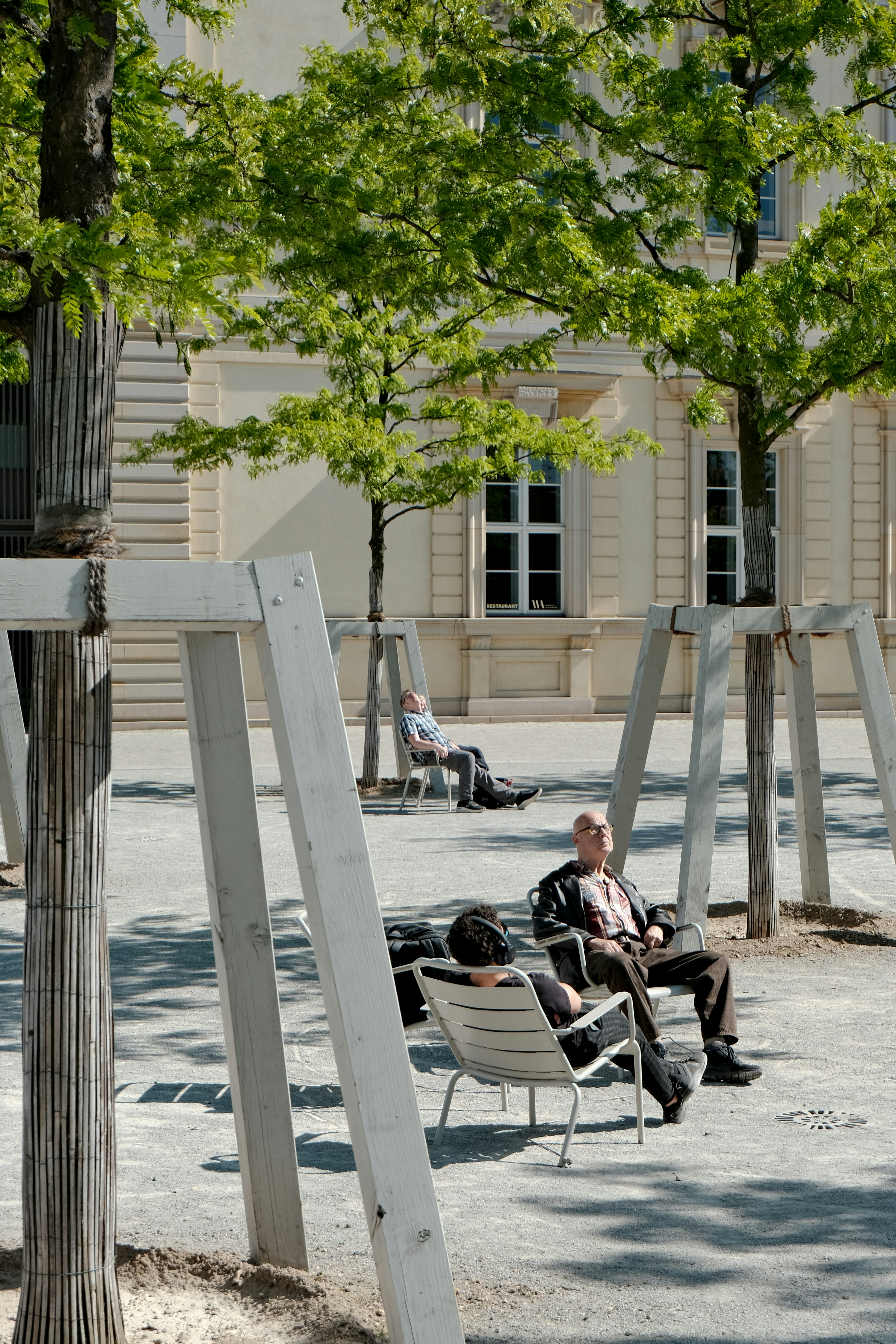 Sunlit Quiet: A Porch of Chairs and Green Canopy