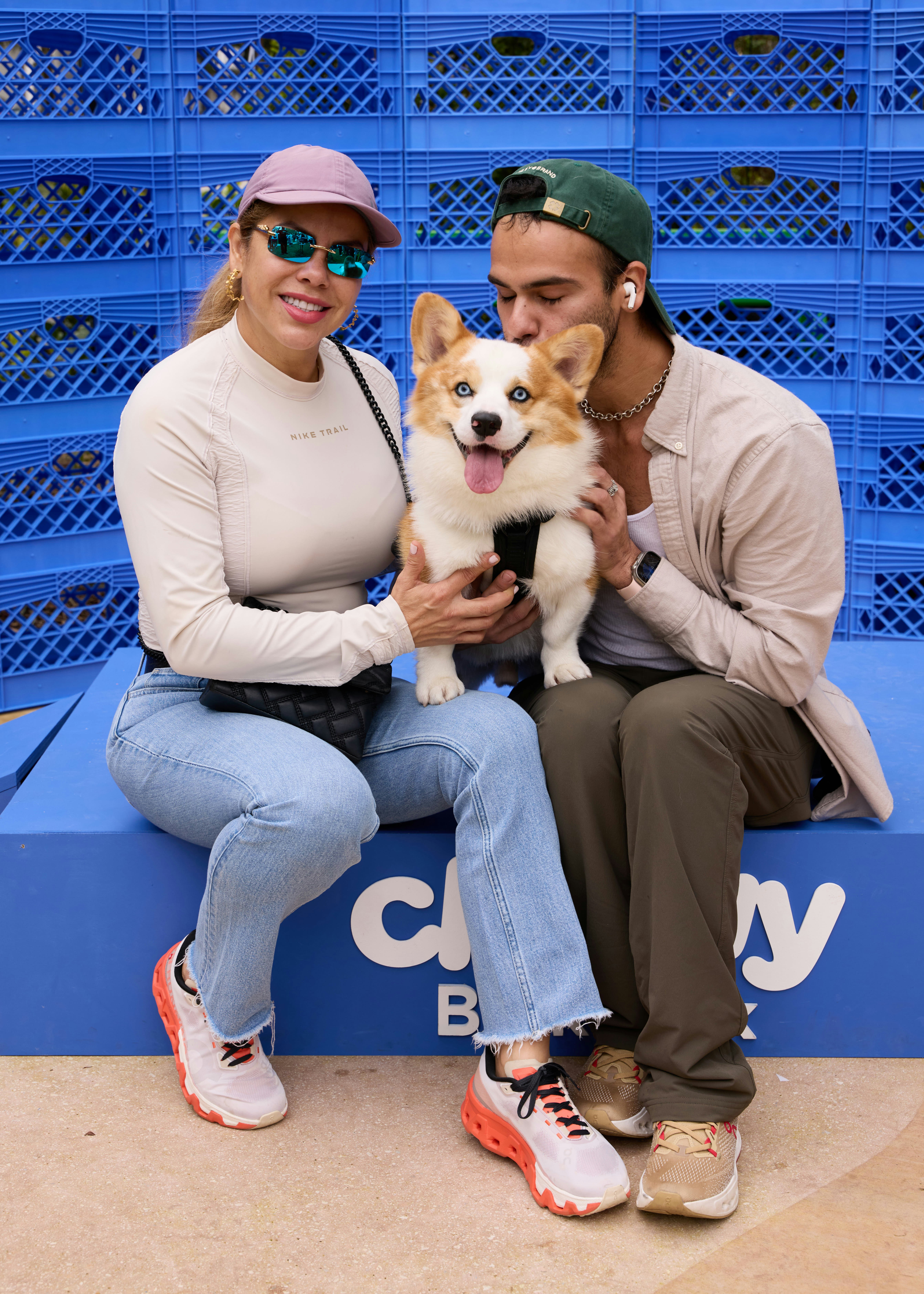 Bright Moments at the Crate Wall with a Grinning Corgi