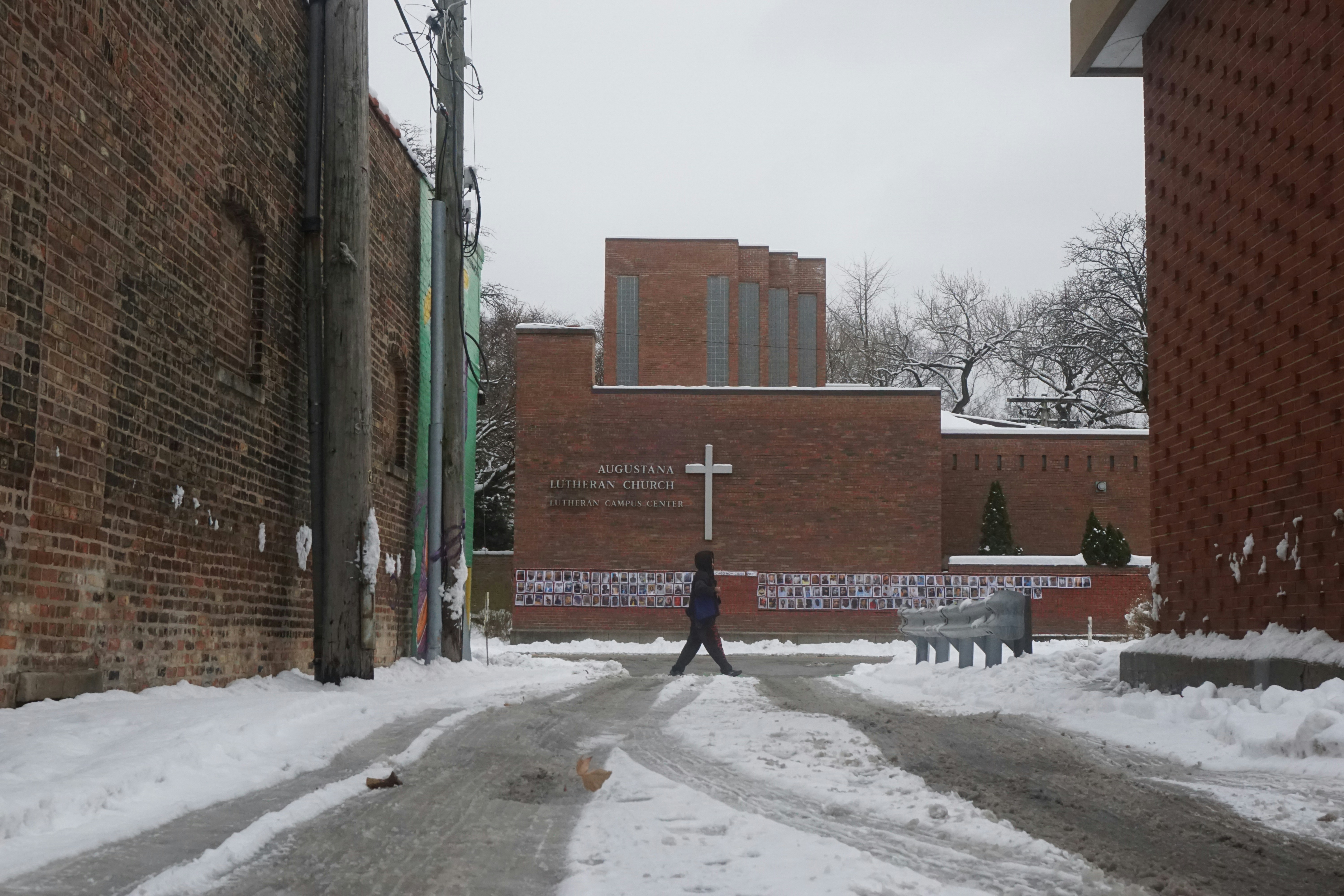 Winter Walk Toward the Brick Church