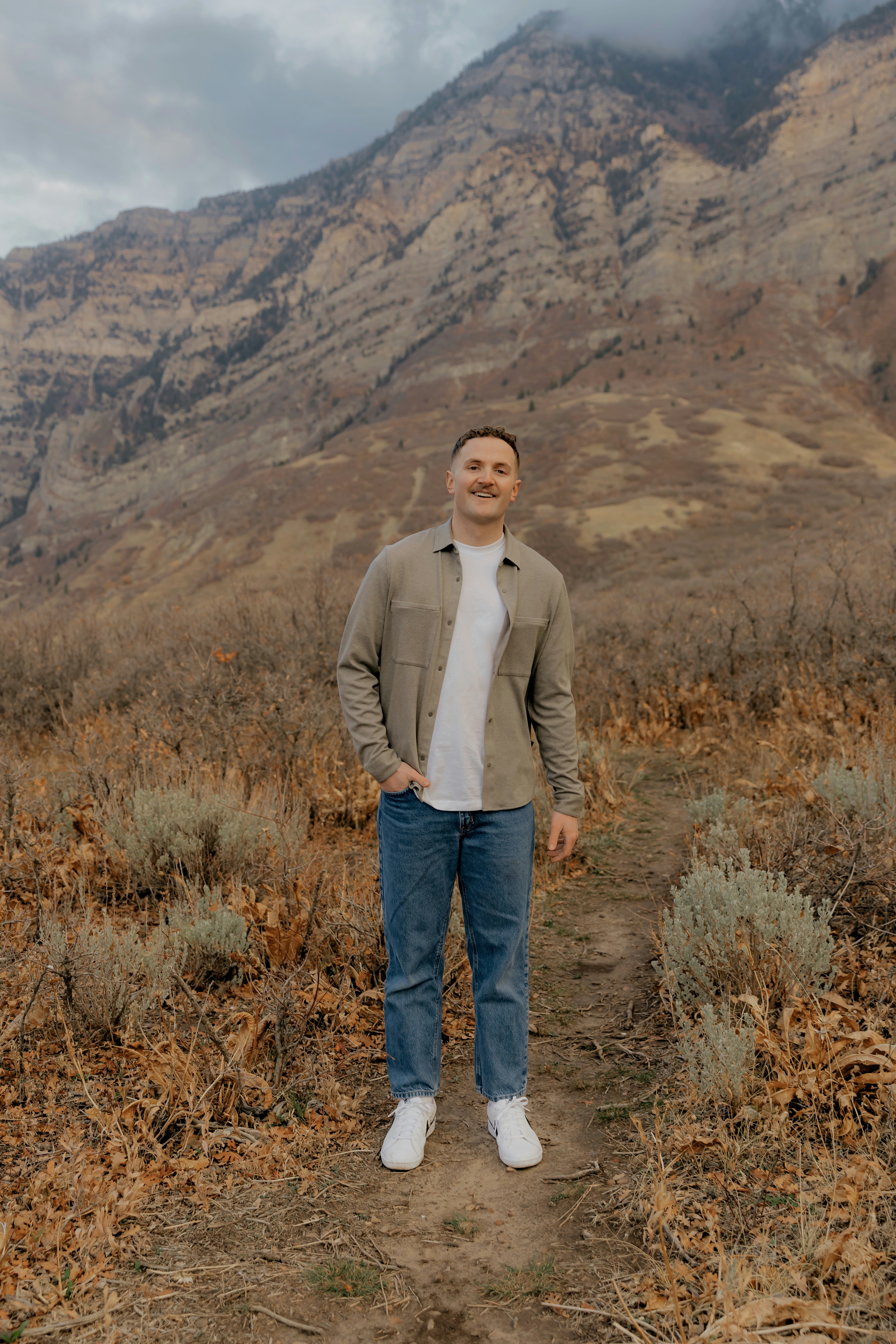 Pathway to Peaks: A Quiet Portrait in Autumnal Terrain