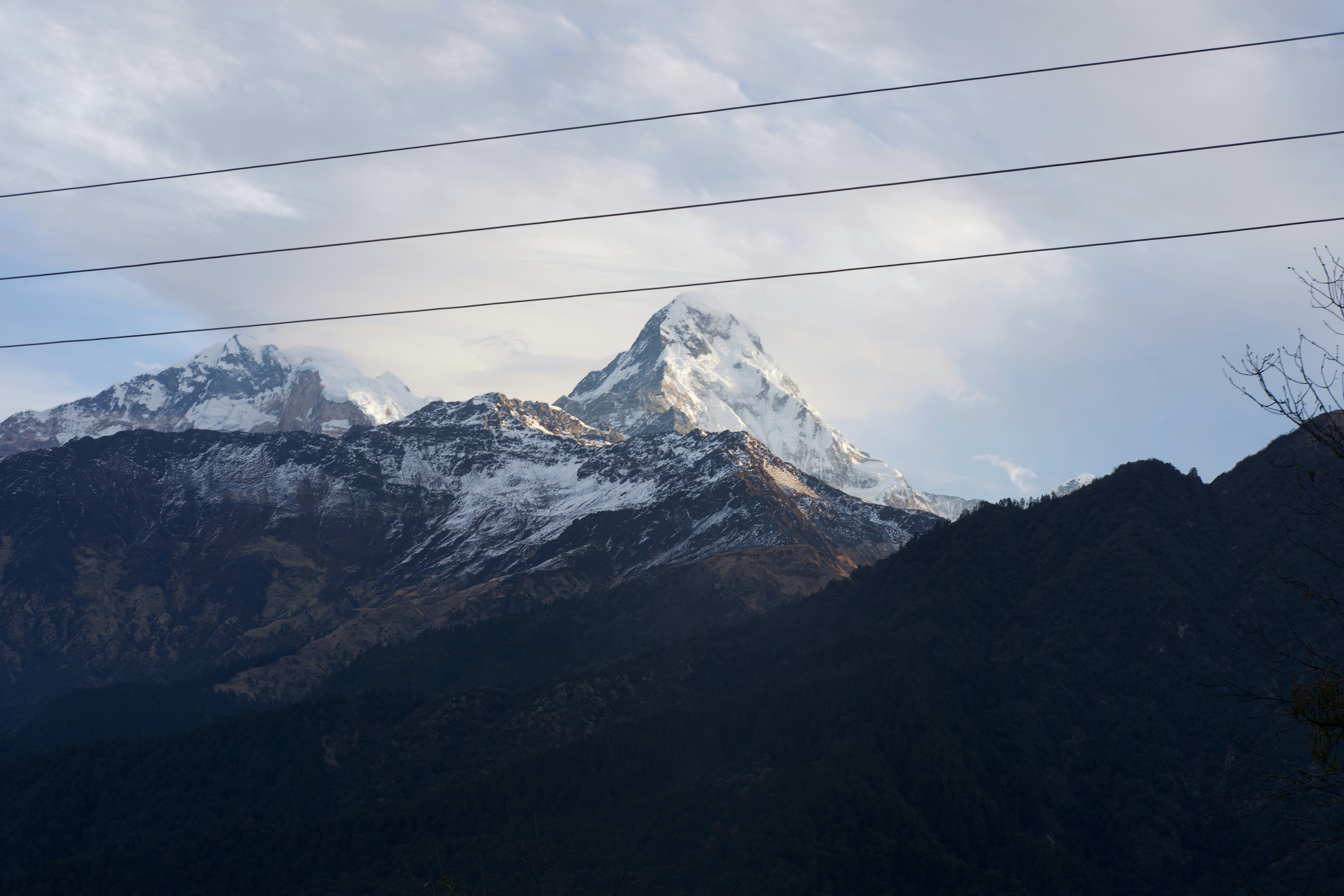 Snow-kissed Peak Amid Sloping Dusk