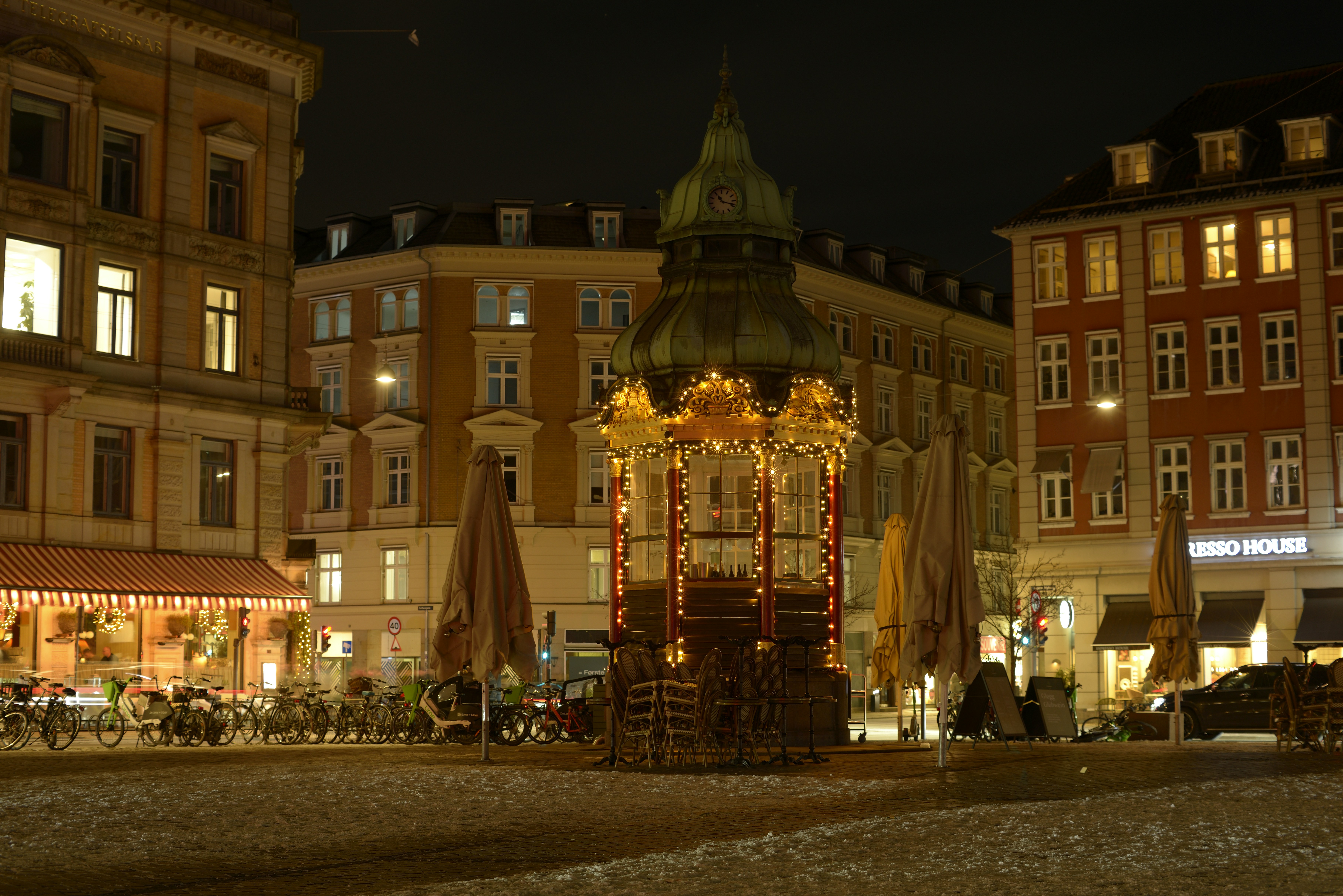 Glowing Carousel in a Quiet Winter Square
