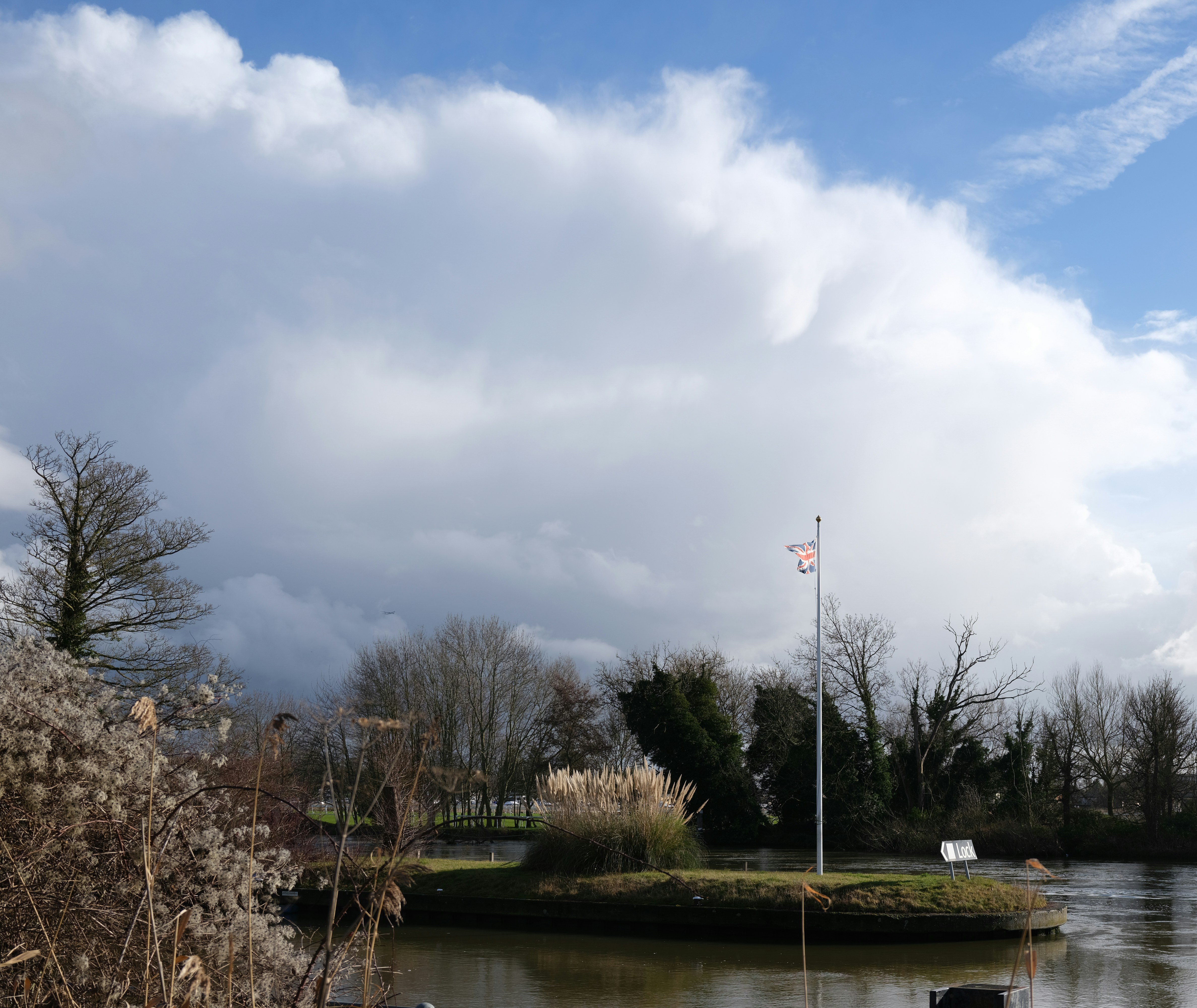 Early Morning Riverside Park Amid Cloud Lift