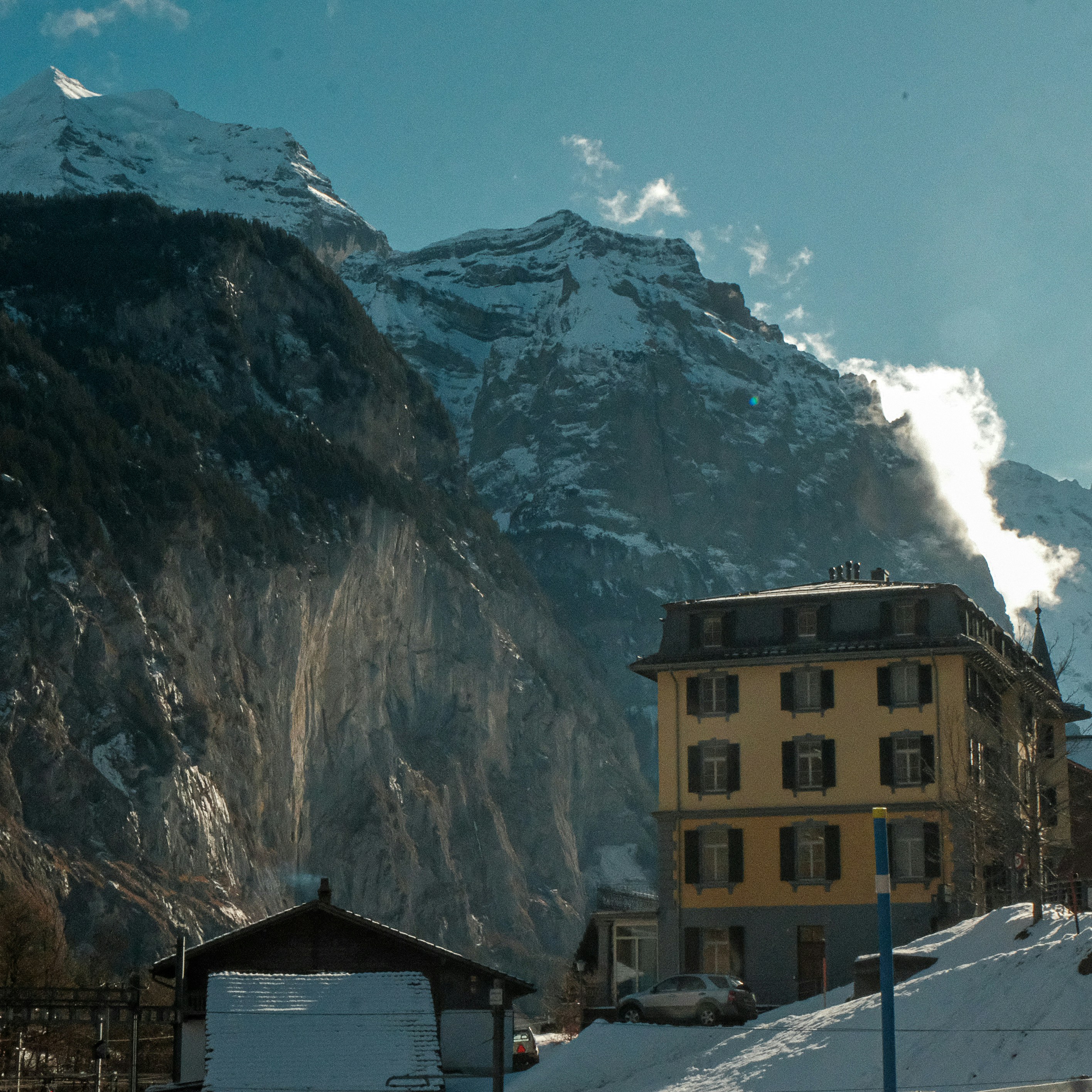 Snowbound Chalet Amid towering Alpine Peaks