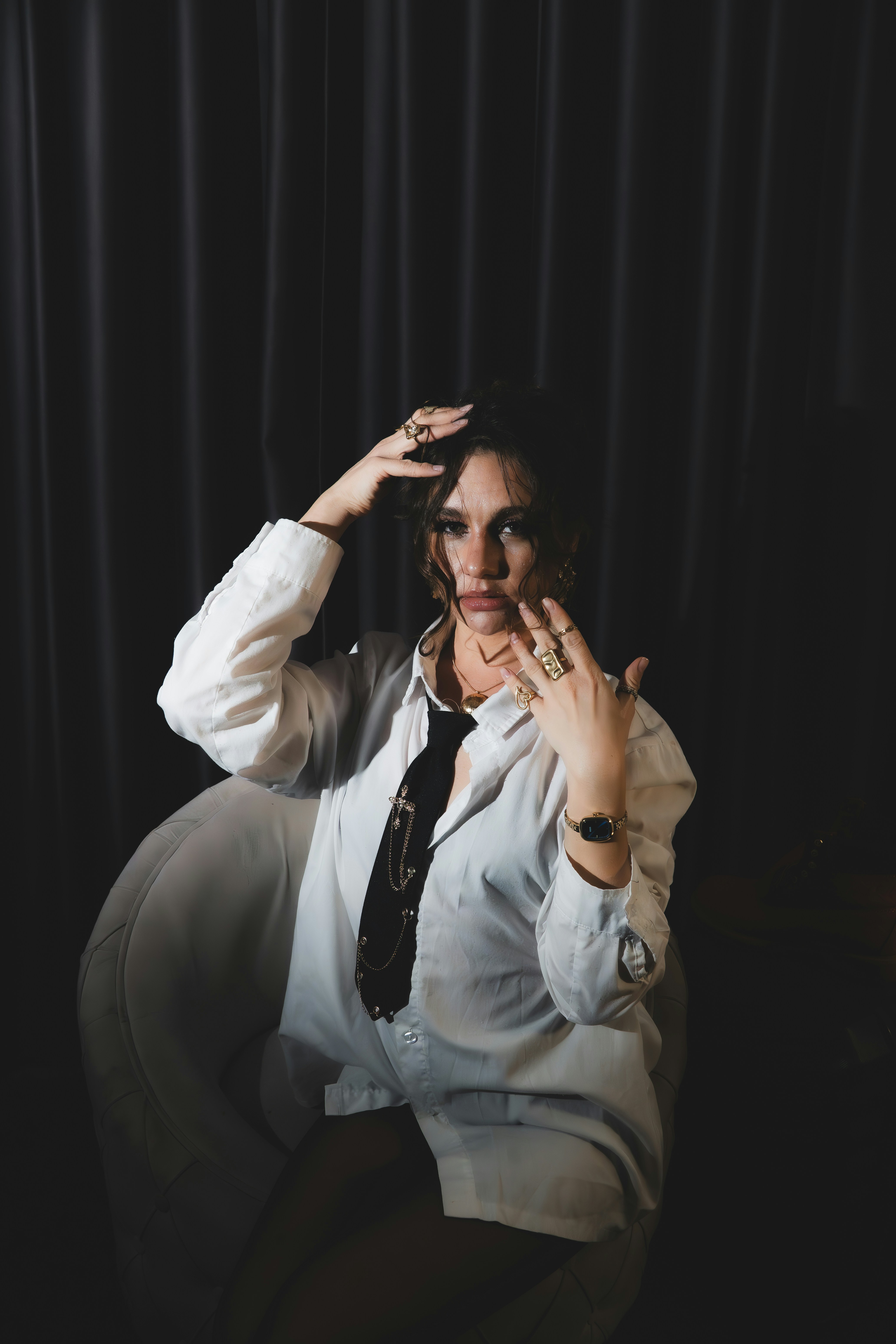 Midnight Muse in a White Shirt