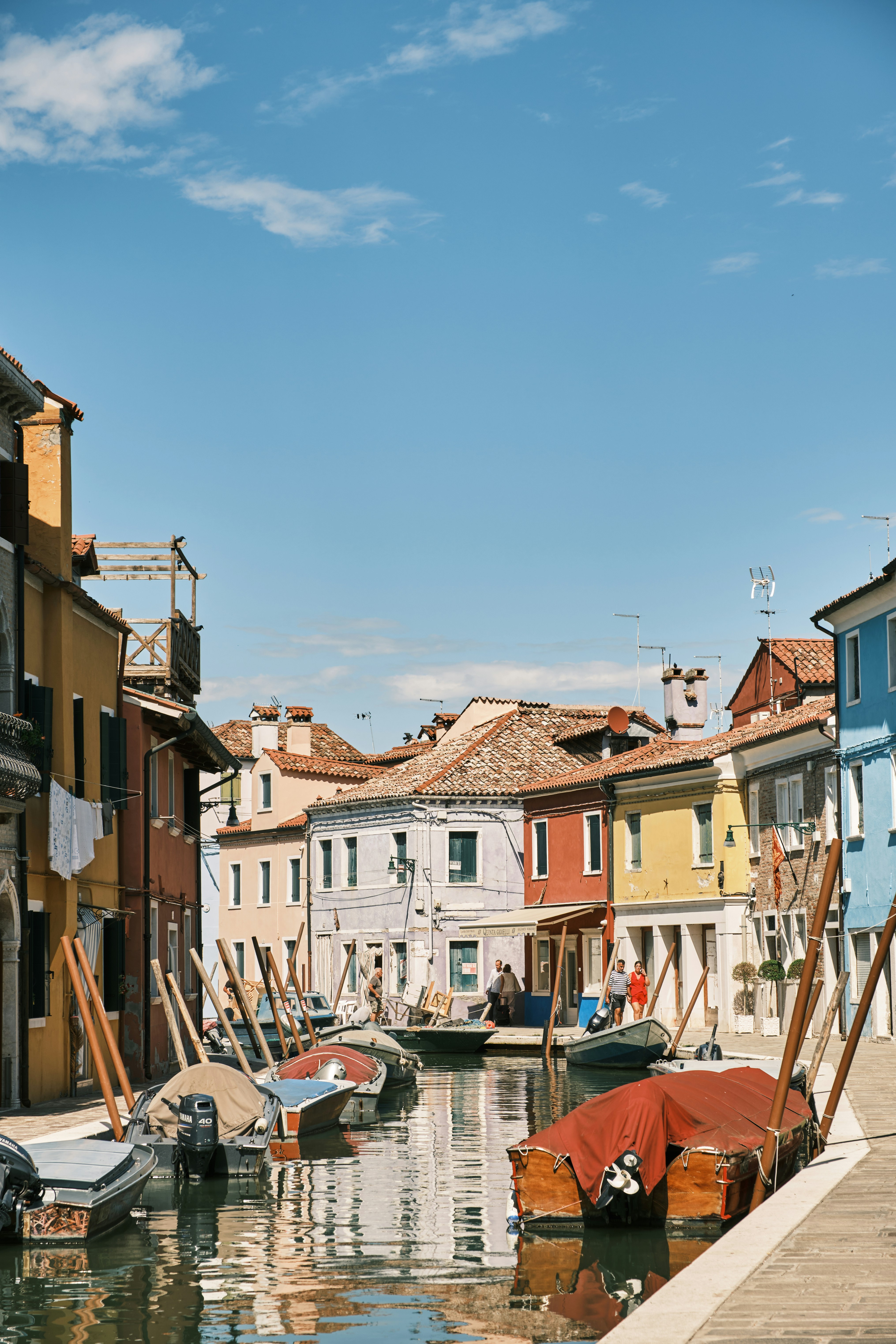 Colorful Venetian-Style Canal Row with Painted Facades