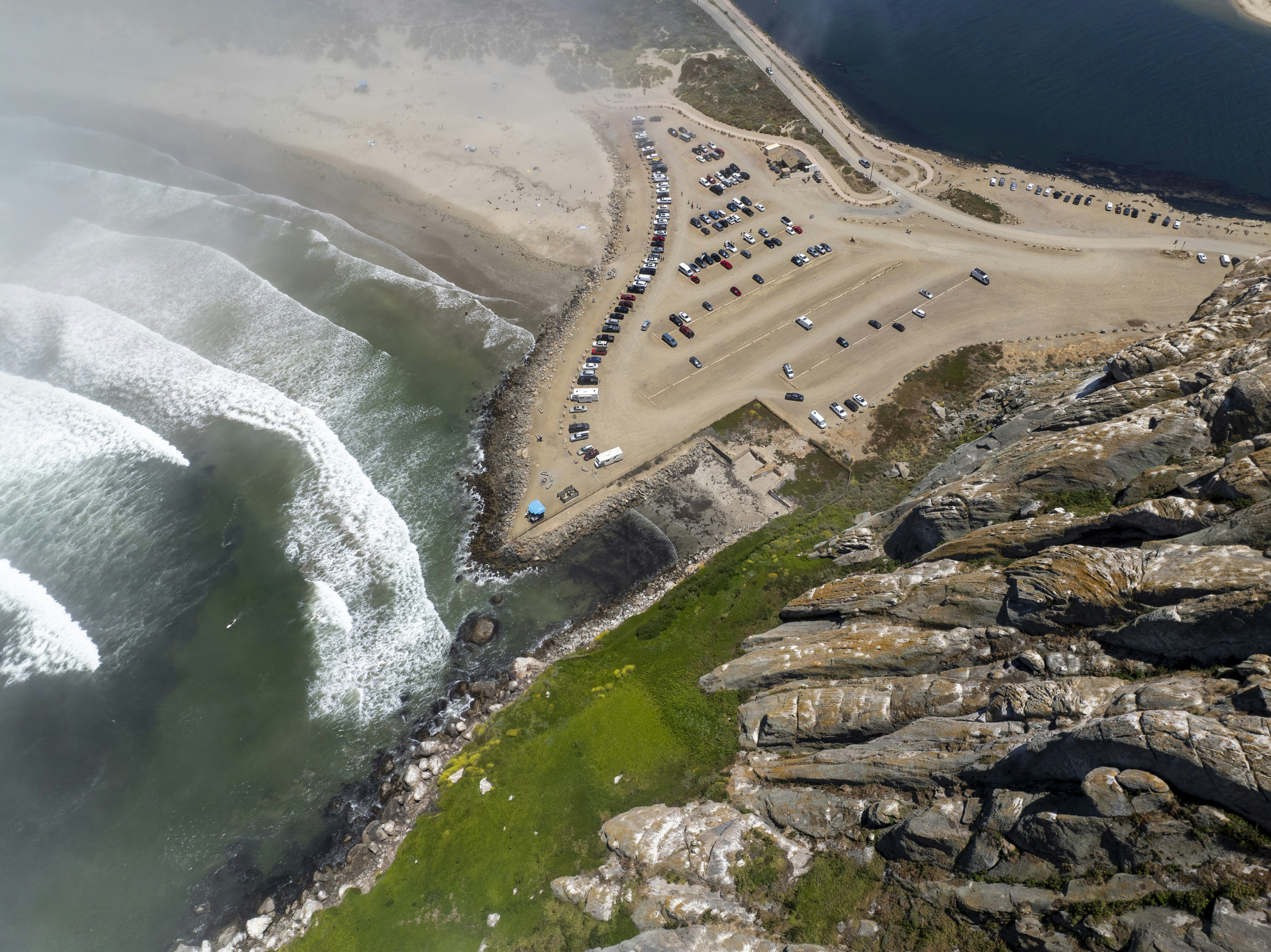Cliffside Beachfront from a High Aerial View