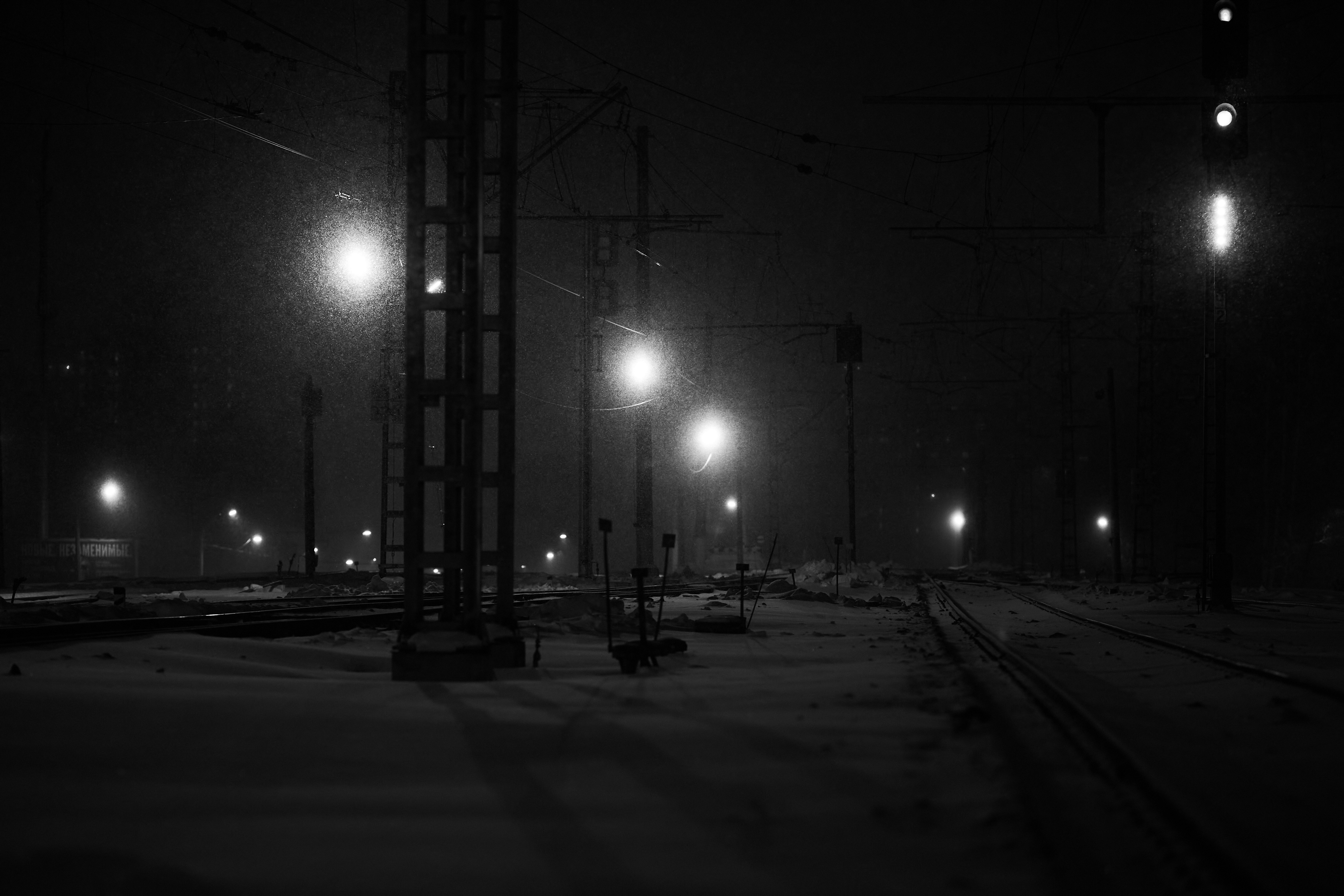 Midnight Rail Yard: Snow, Steam, and Silent Tracks