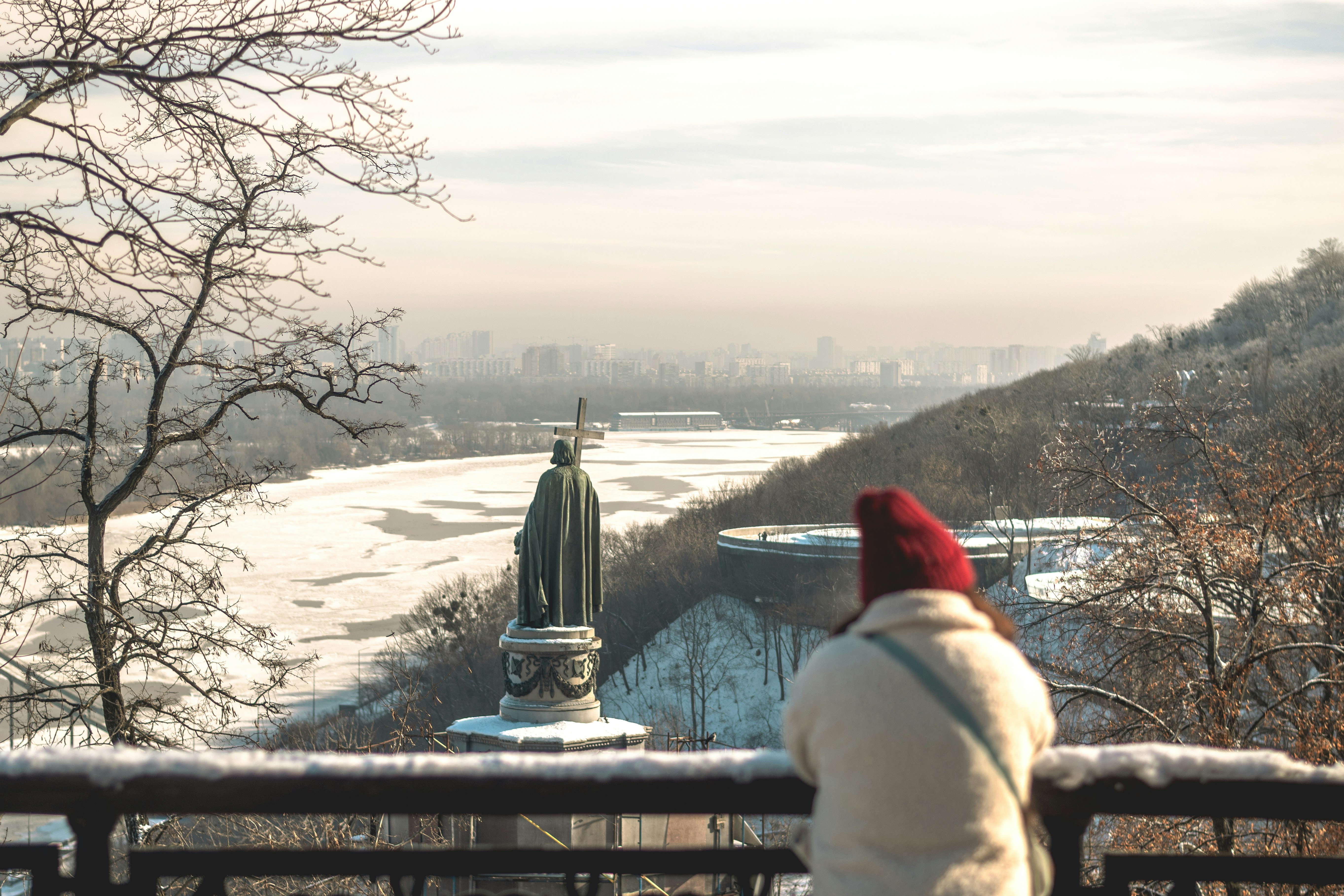 Observer on the Vantage: Winter Park Gate and Frozen River Scene