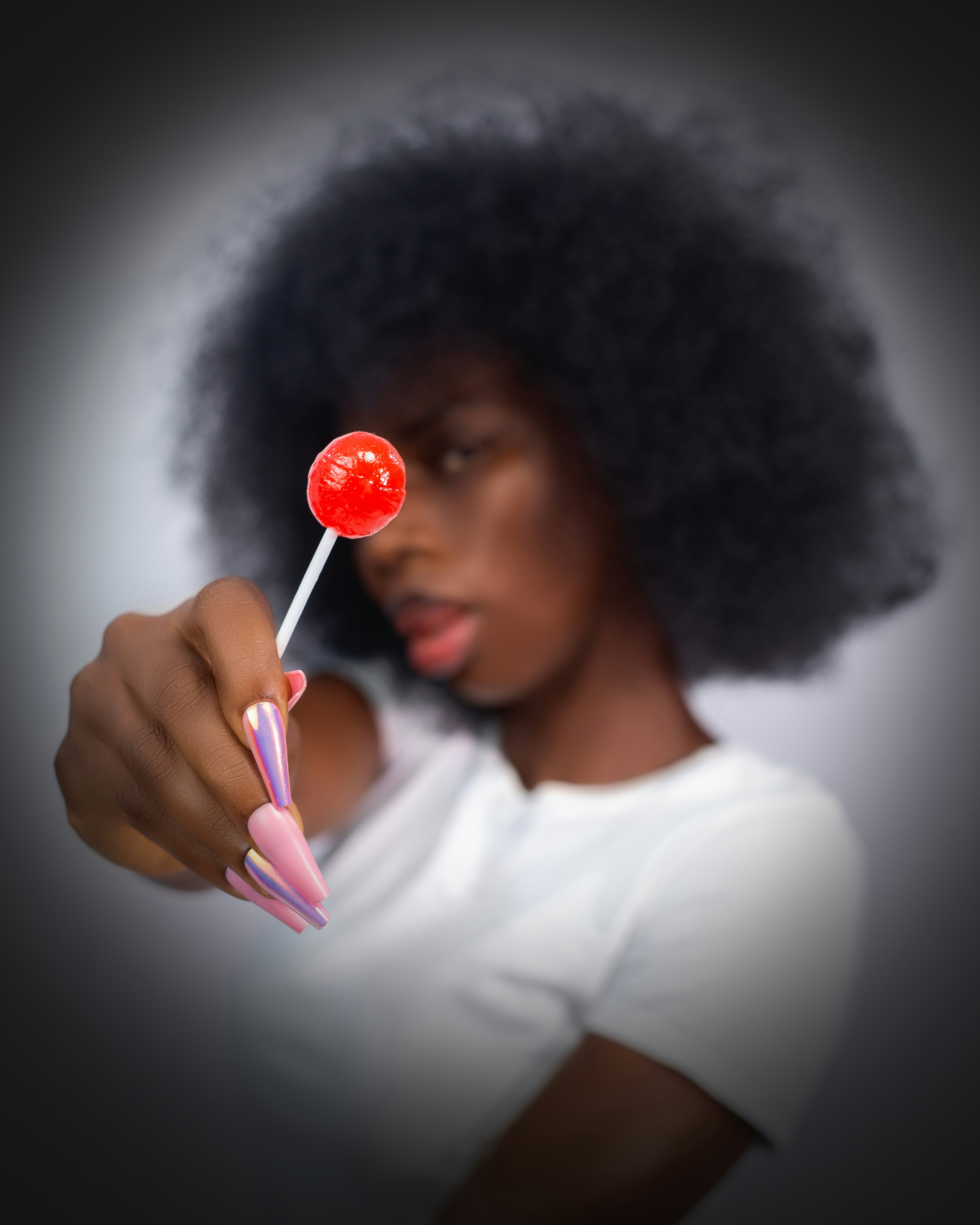 Lollipop Spotlight: A Soft Blur Focus on the Front Candy
