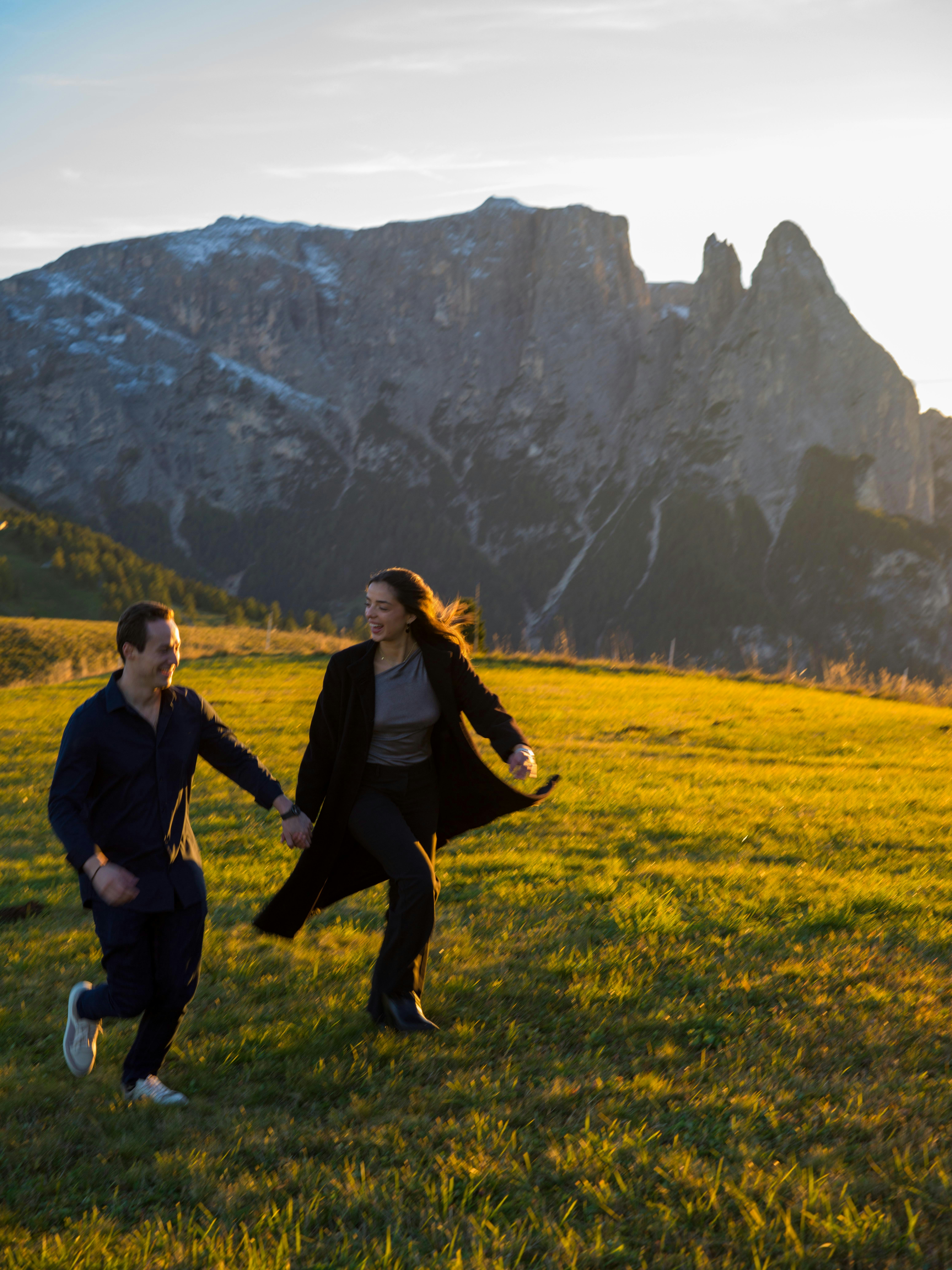 Golden Hour Chase Across the Alpine Meadow