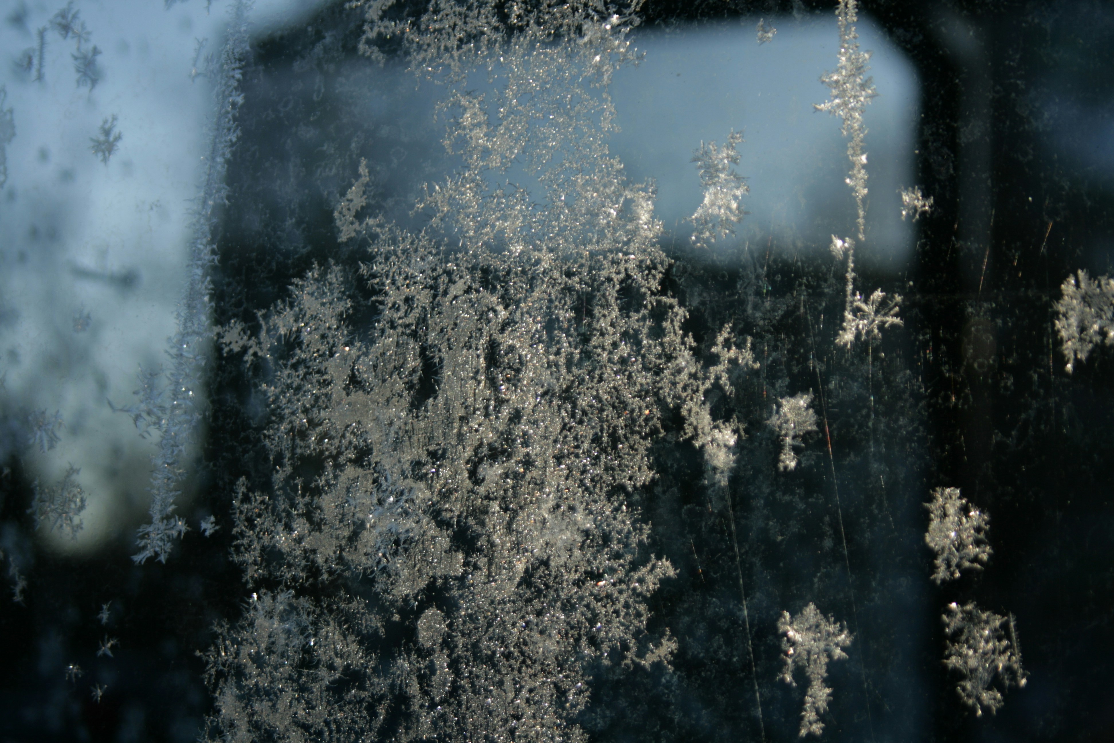 Frosted Windows: Delicate Ice Crystals Adorn a Murky Glass