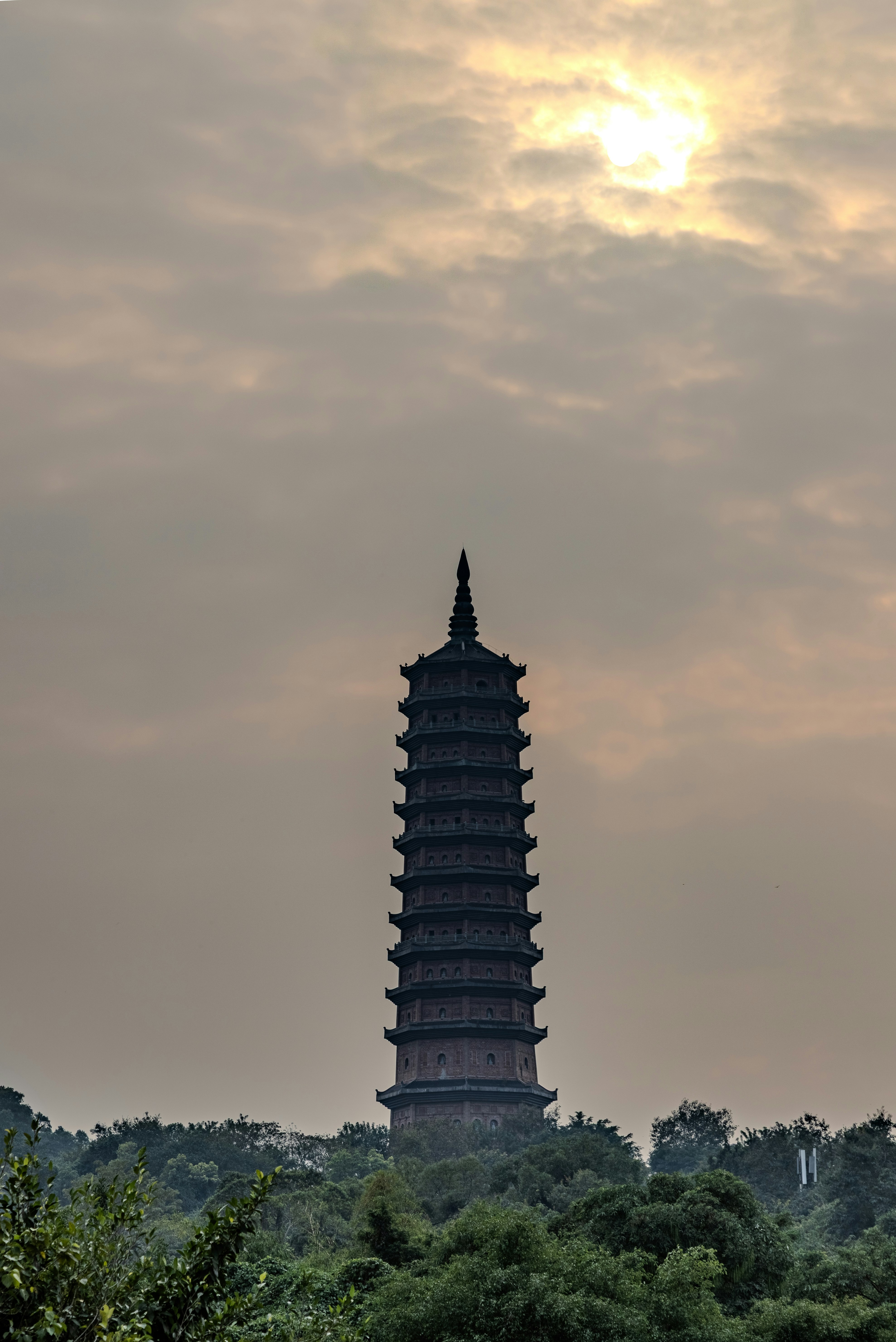 The Silent Spire: A Pagoda Piercing the Dusk