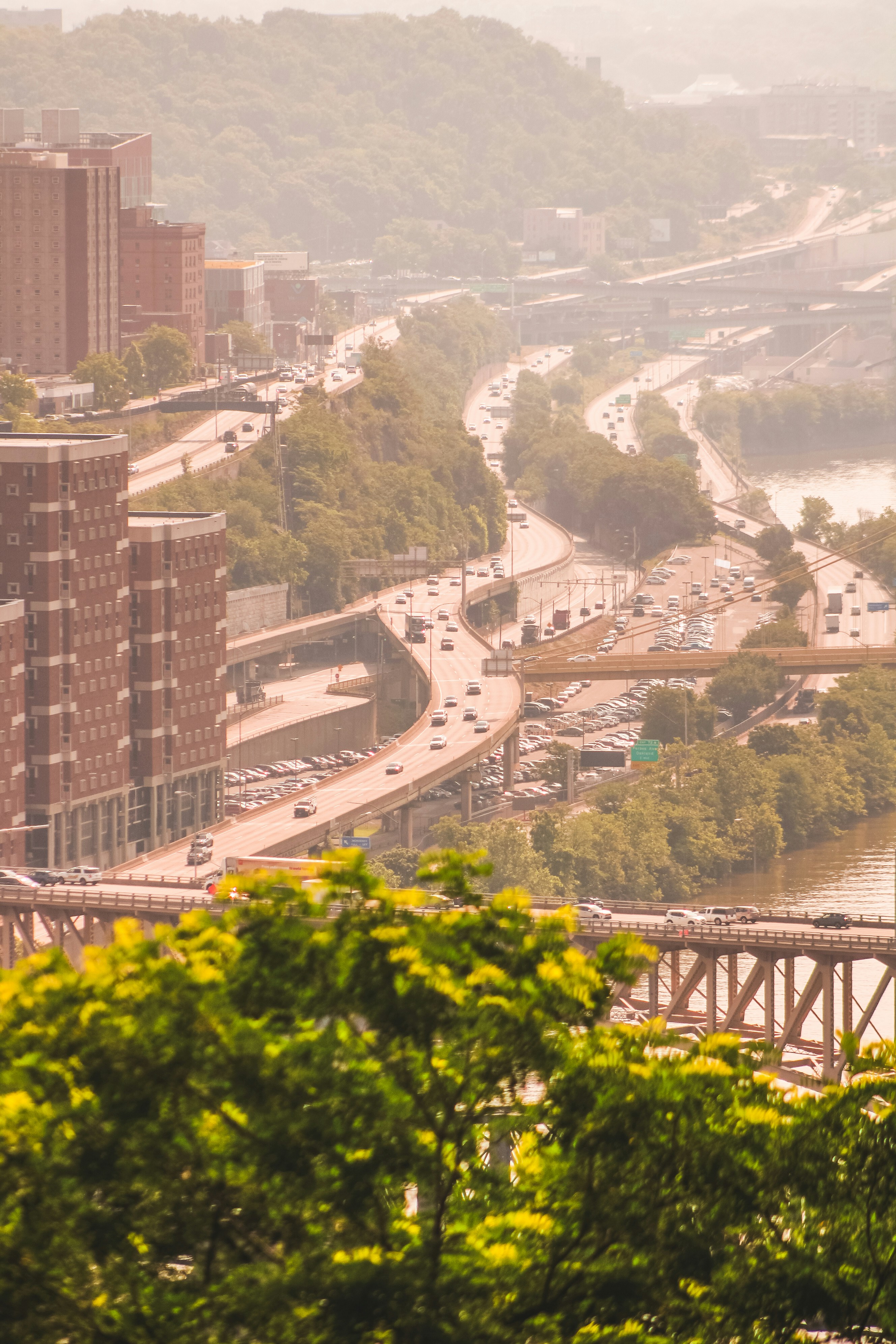 Urban River Route: A Fading Sunset over a Cosmo-Scale Highway