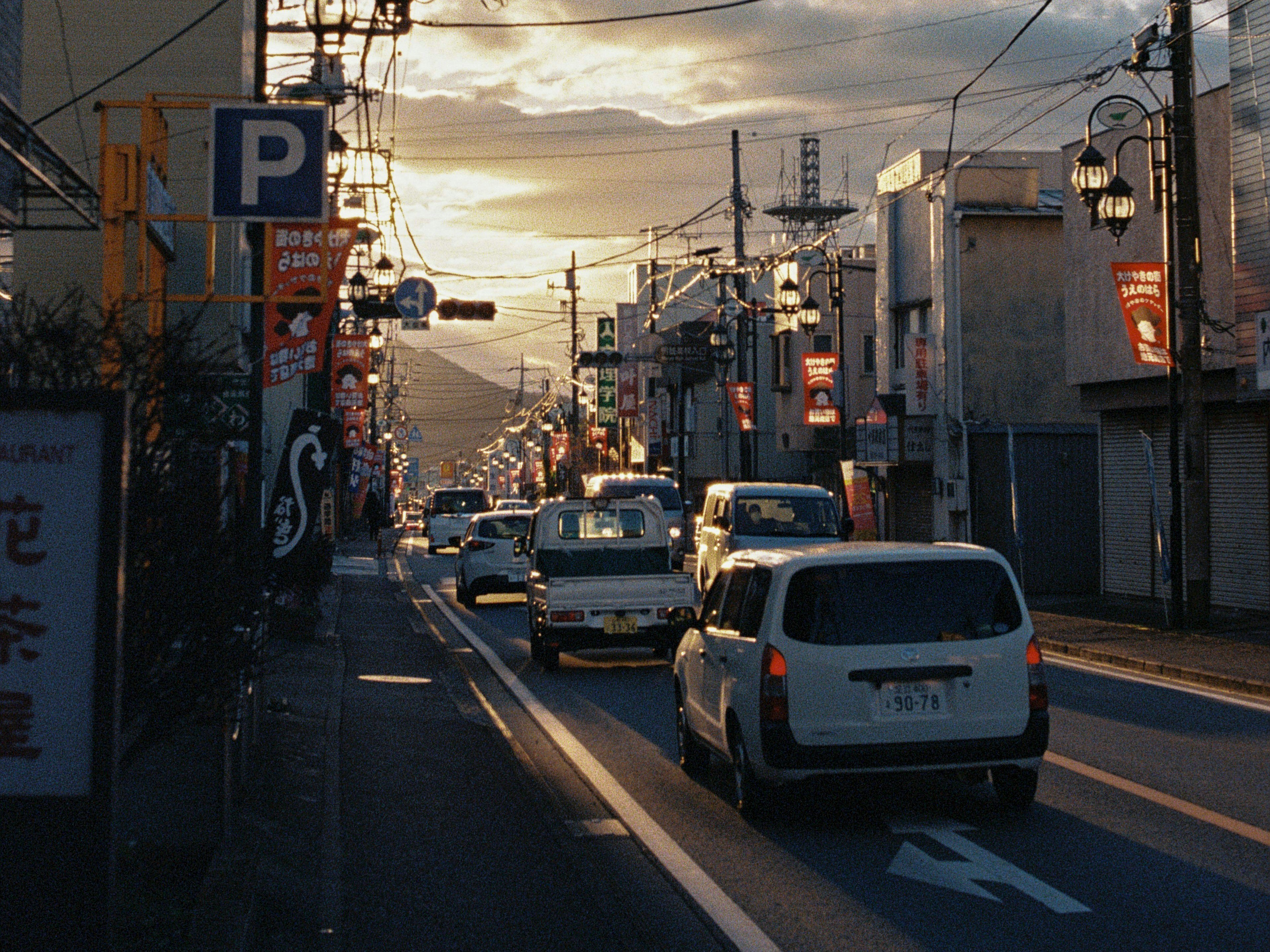 Evening Rush on a Busy Japanese Street